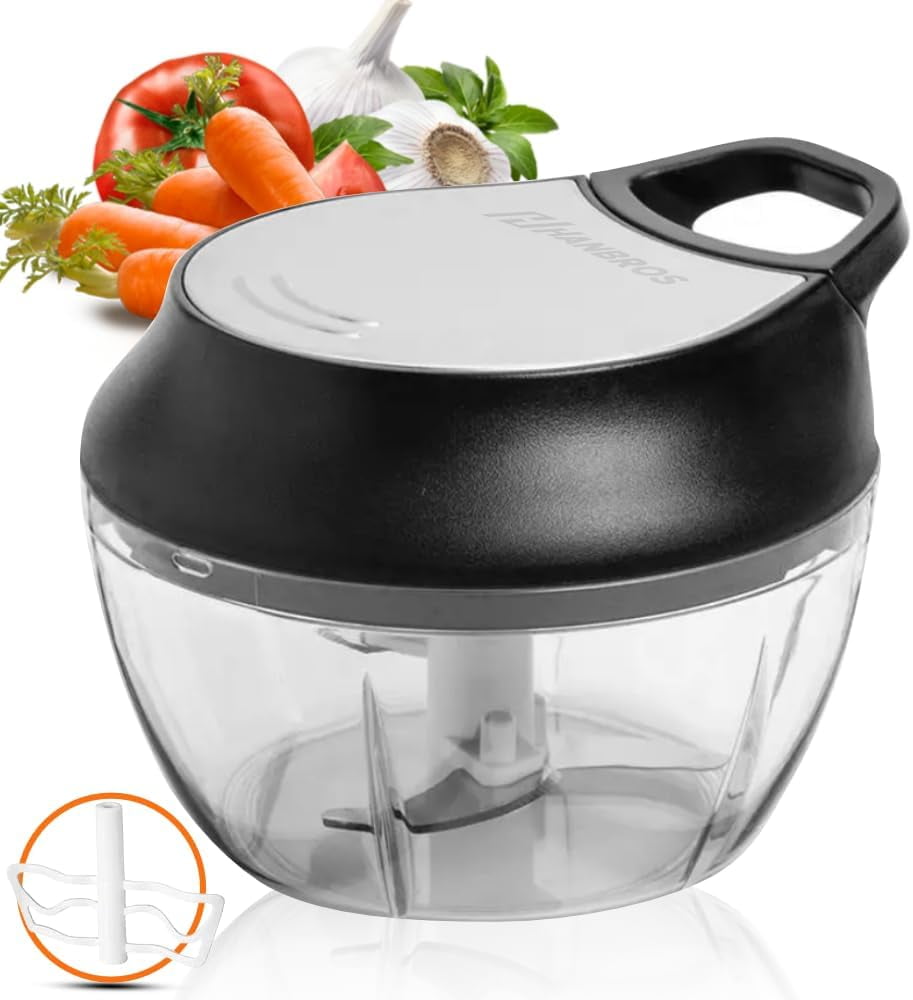 Manual Food Processor Ve able Chopper, Por able Hand Pull S ring Garlic ...