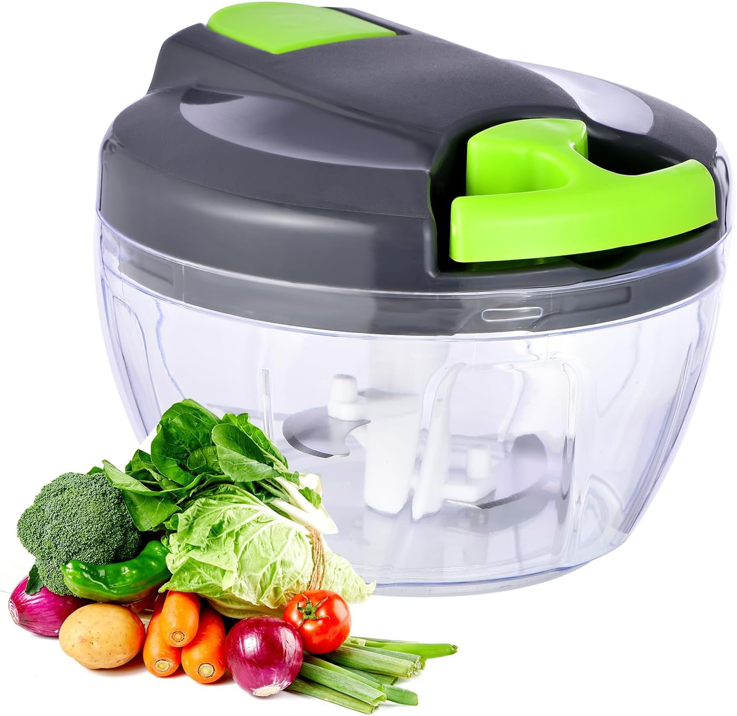 Manual Food Processor Ve table Chopper, Portable Hand Pull String ...