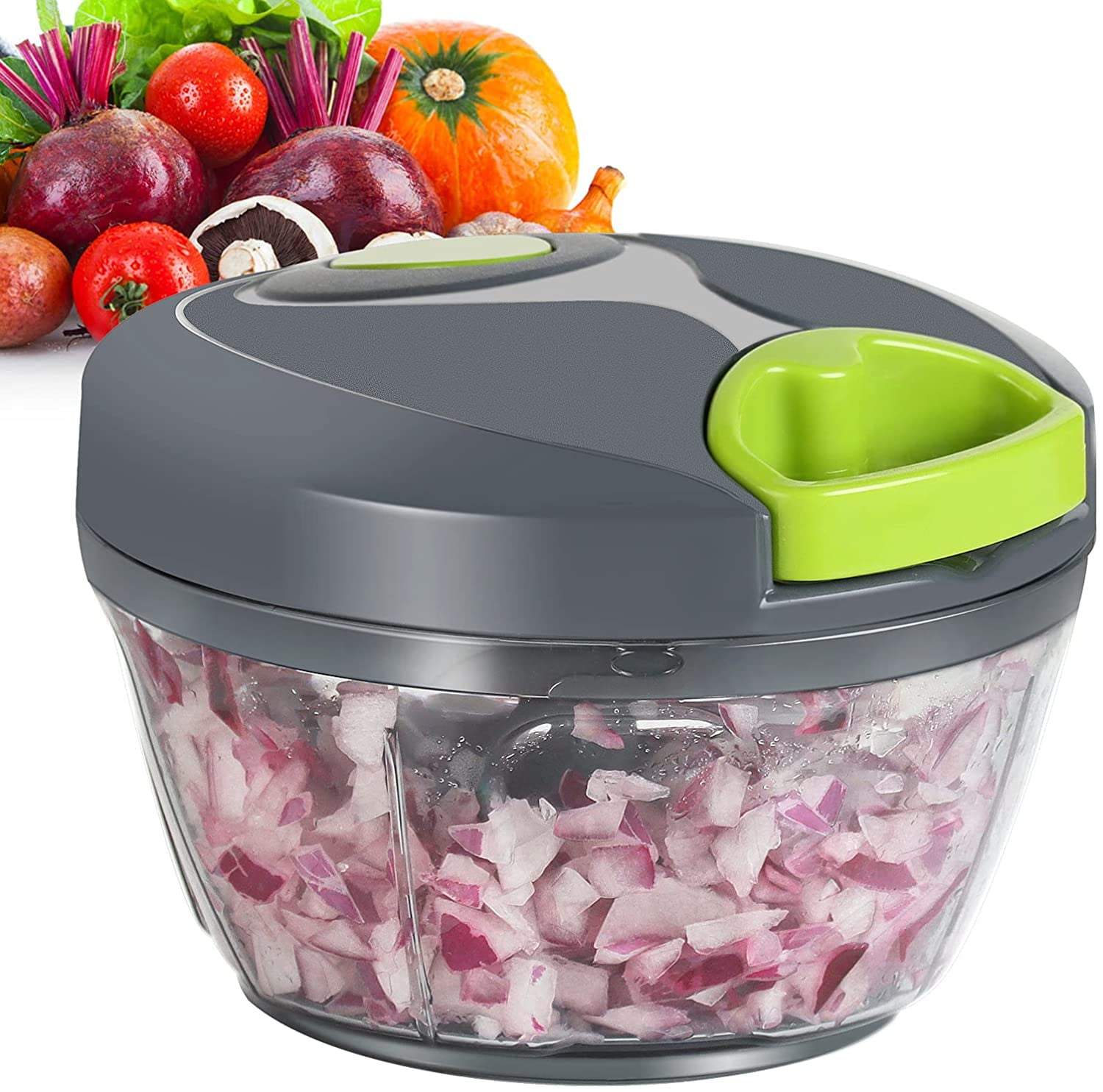 Manual Food Processor Ve table Chopper, Portable Hand Pull String ...