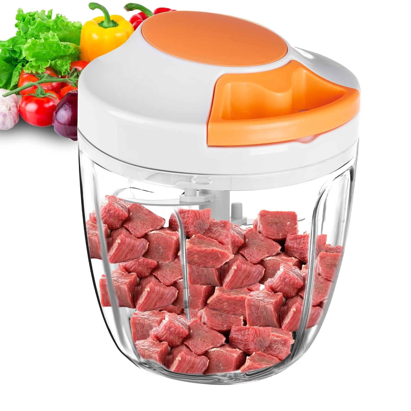 Manual Food Processor Vegetable Chopper, Hand Pull String Blender for ...