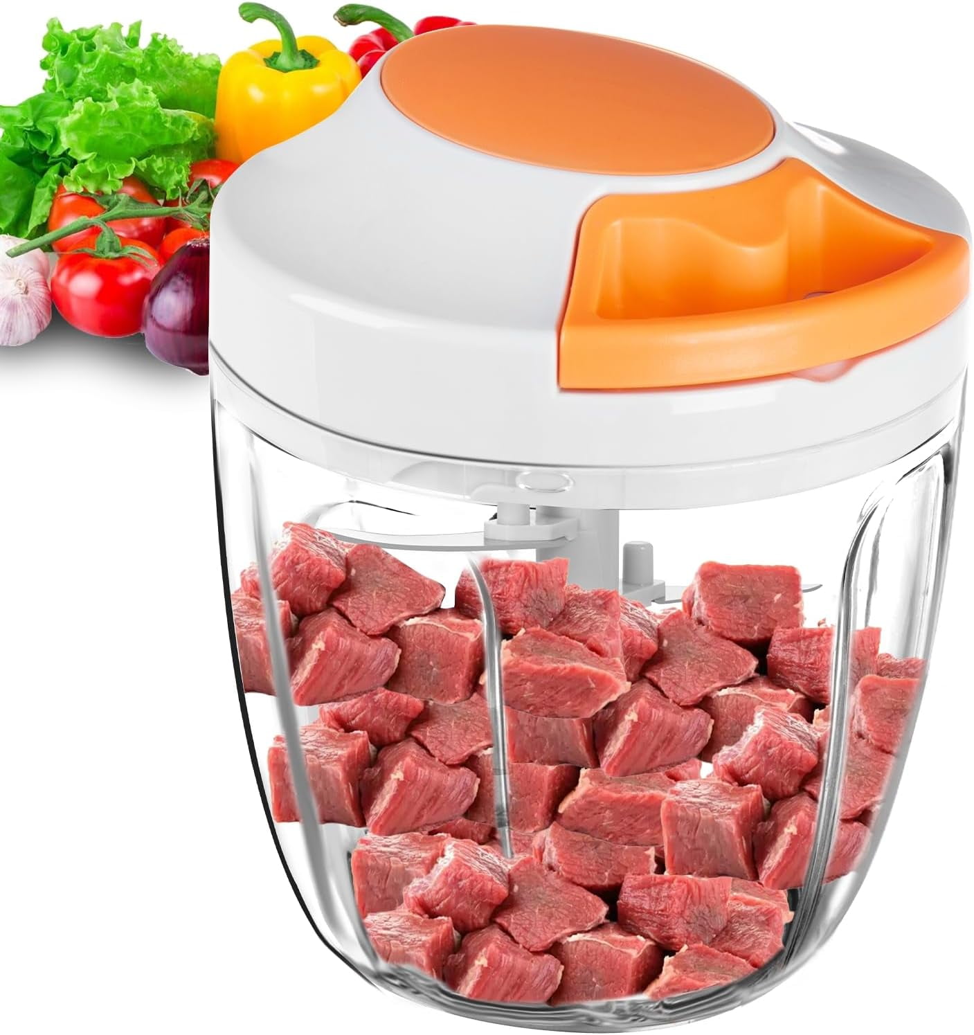 Manual Food Processor Vegetable Chopper, Portable Hand Pull String ...