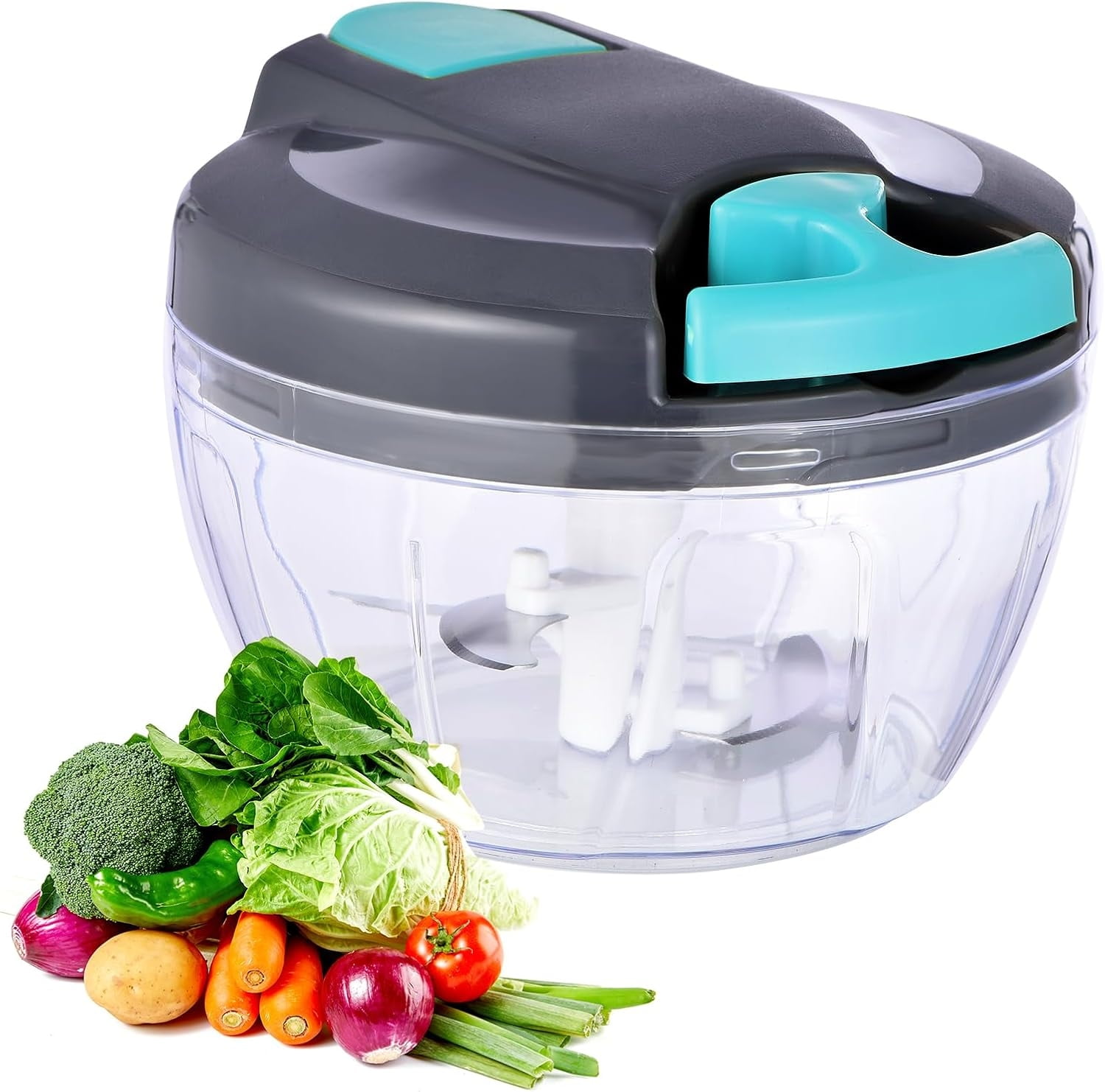 Manual Food Processor Vegetable Chopper, Portable Hand Pull String ...