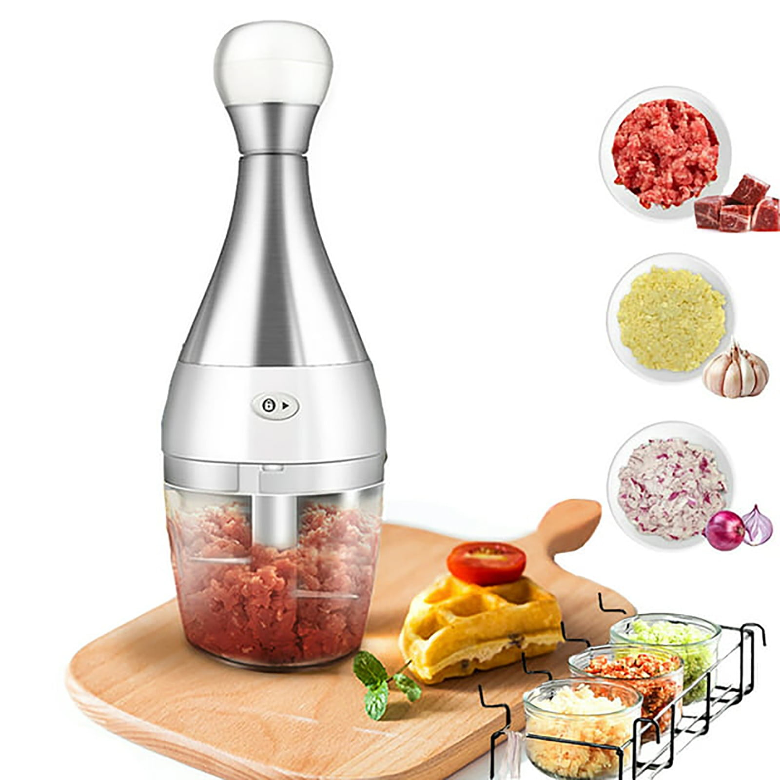 Manual Food Processor Vegetable Meat Chopper Portable Hand Manual Push ...