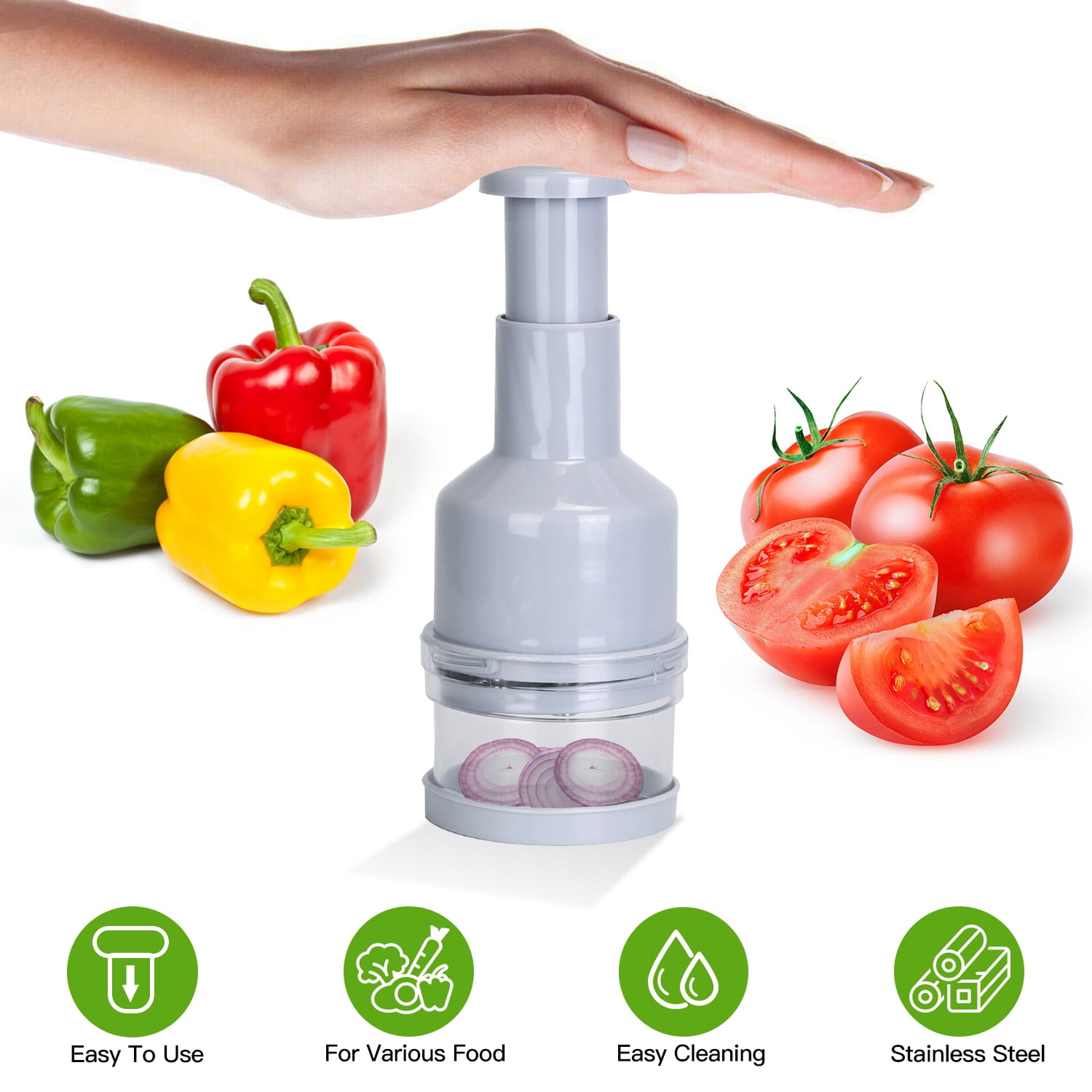 Manual Food Vegetable Chopper TeqHome Hand Veggie Chopper Onion Chopper ...