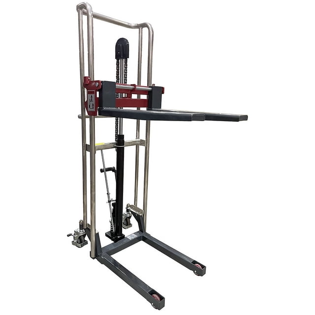 Manual Forklift Stacker, 880 lbs Capacity, 59” Lift Height, Adjustable ...