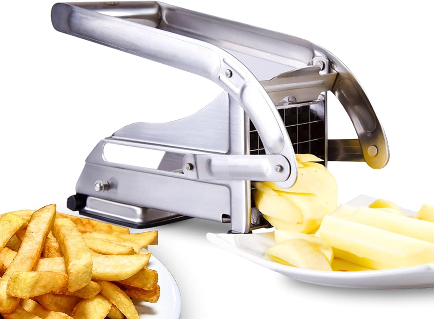 Manual French Fry Cutter with Two Sharp Stainless Steel Blades, French ...