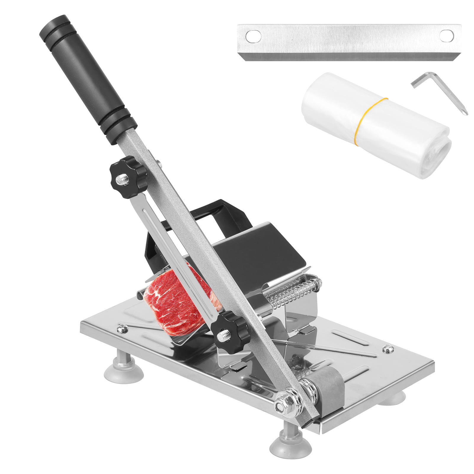 Manual Frozen Meat Slicer with 0.3mm to 8mm Adjustable Thickness and ...