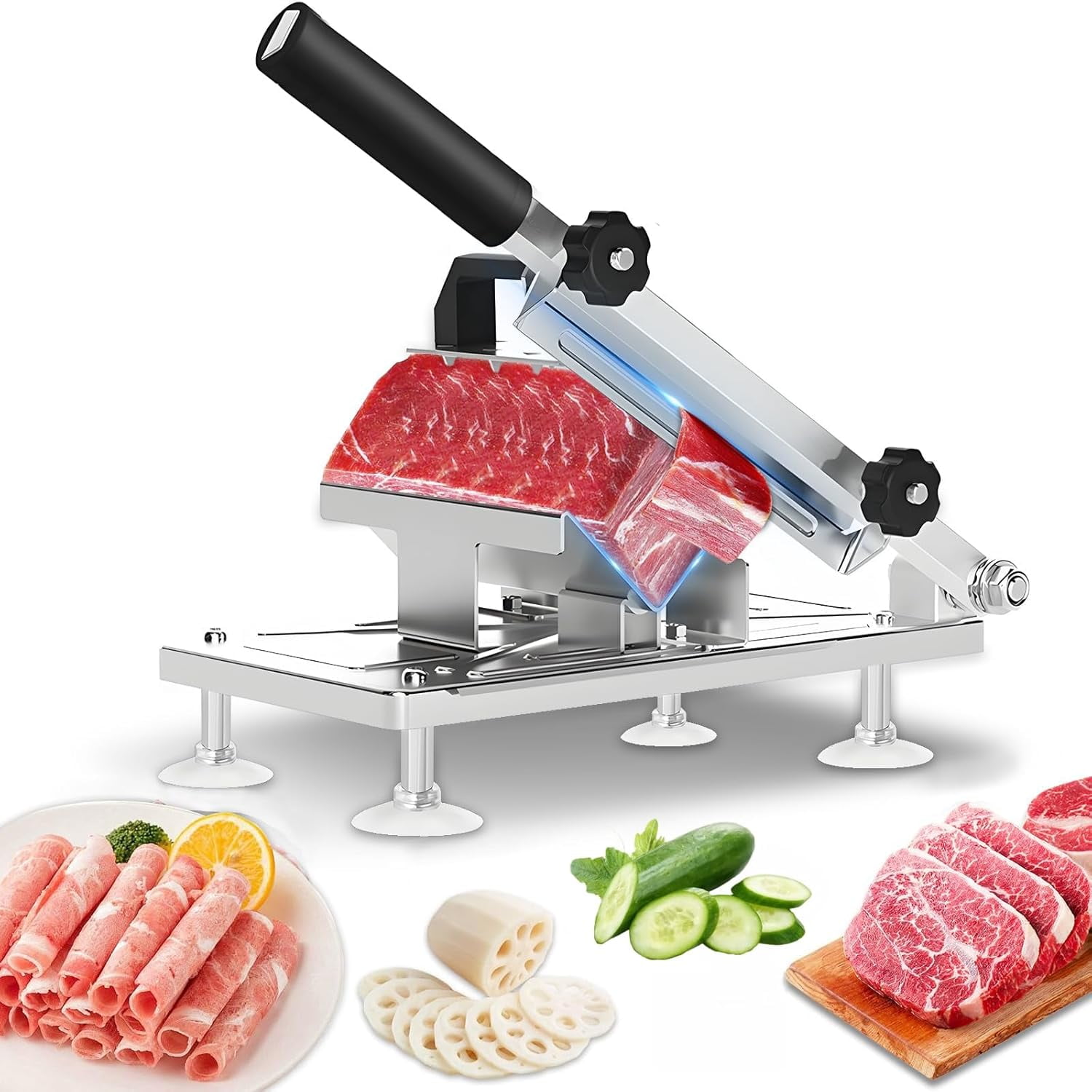 Manual Frozen Meat Slicer, Upgraded Stainless Steel Meat Cutter for ...