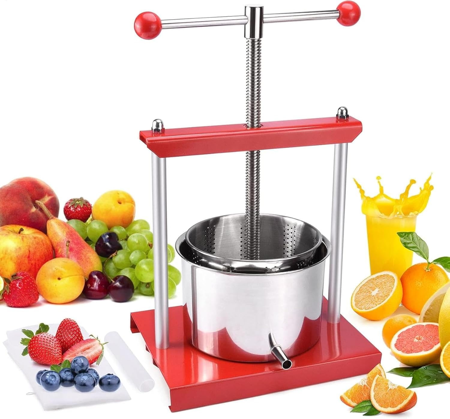 Manual Fruit Wine Press | 0.53 Gallon/2L Cider Press | Grape Apples ...