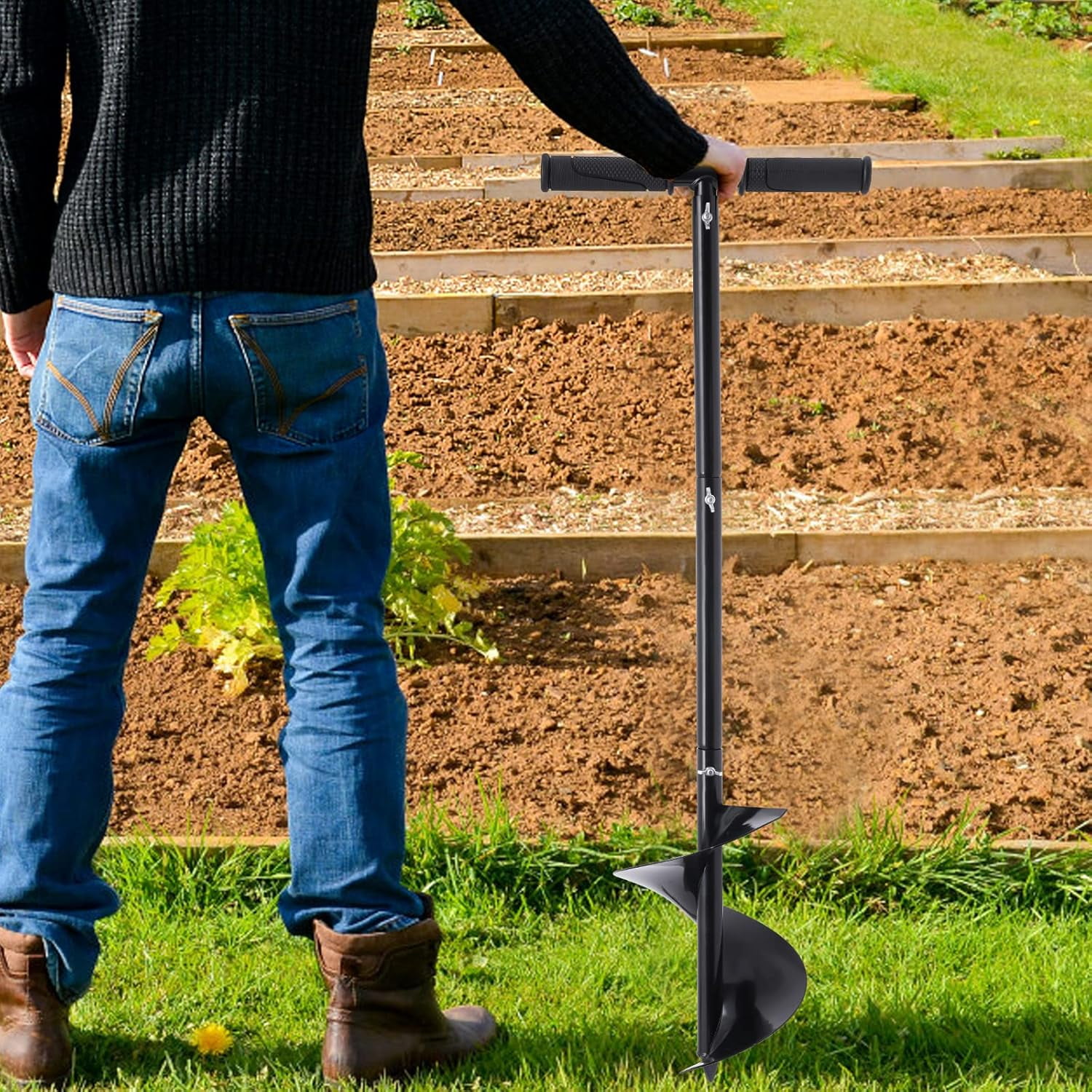 Manual Garden Hole Digging Drill Bit 7"x 33"Bit Hand Post Hole Digger ...