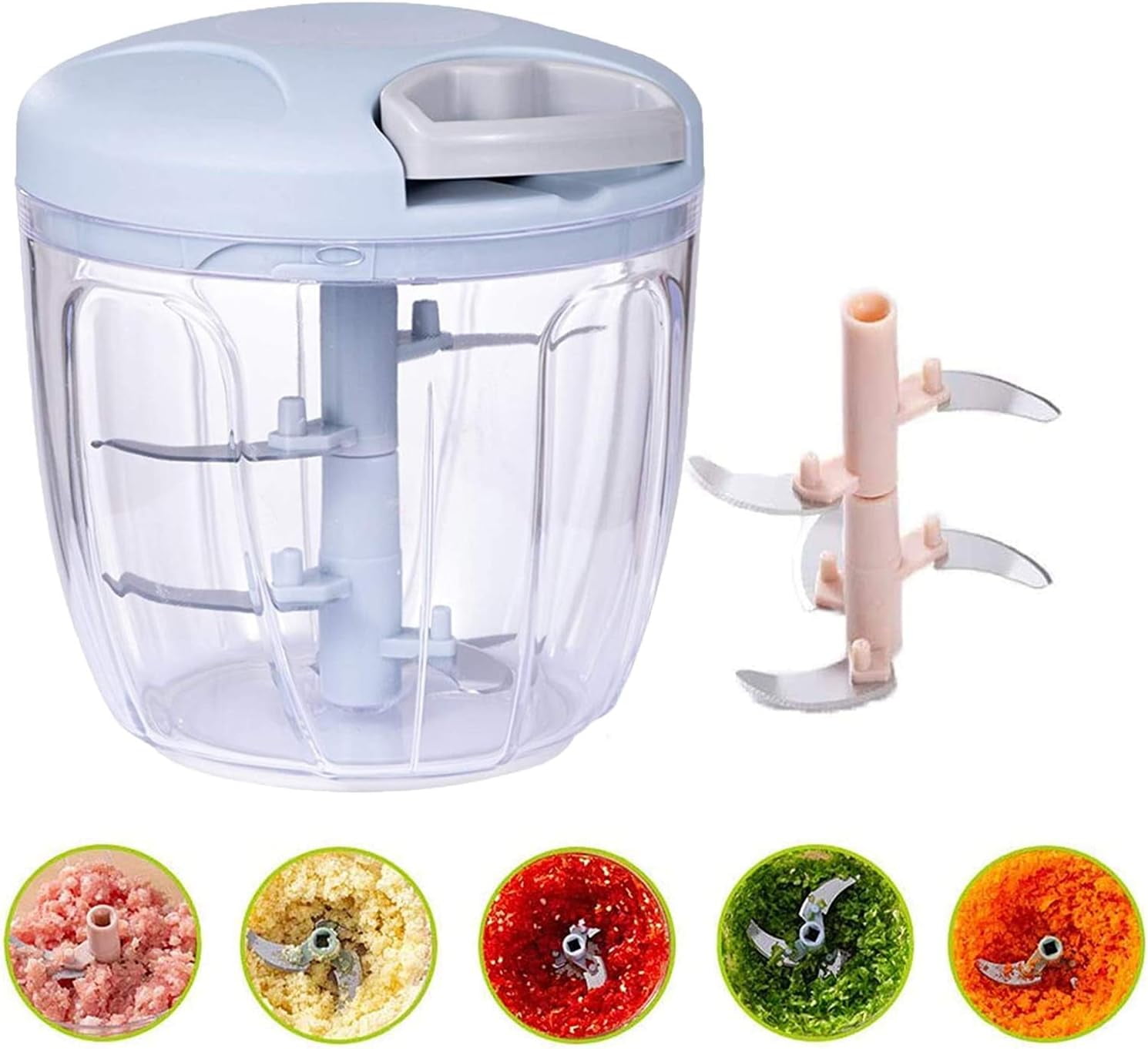 Simyoung Manual Garlic Chopper, Food Processor, Vegetable Mincer, 1L ...