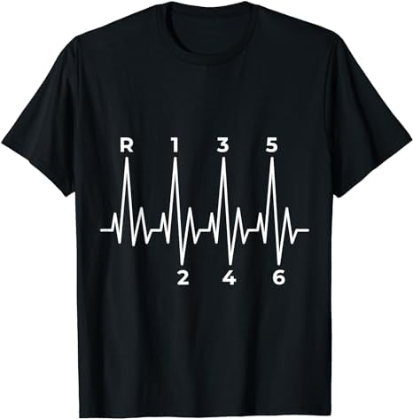 Manual Gear Shift Heart Line Automotive Stick Shift 6 Speed T-Shirt ...