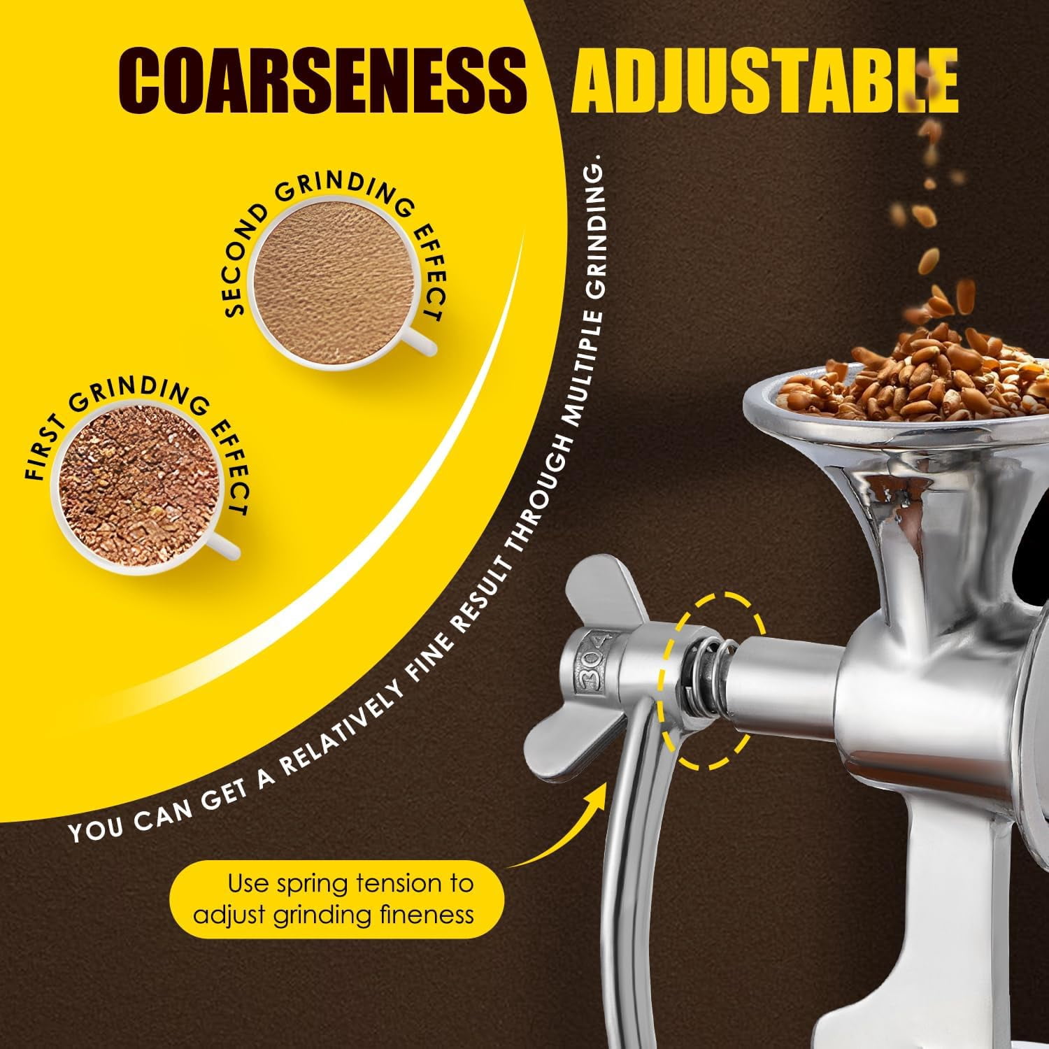 Manual Grain Mill Stainless Steel Grinder Hand-operated Coffee Grinder ...
