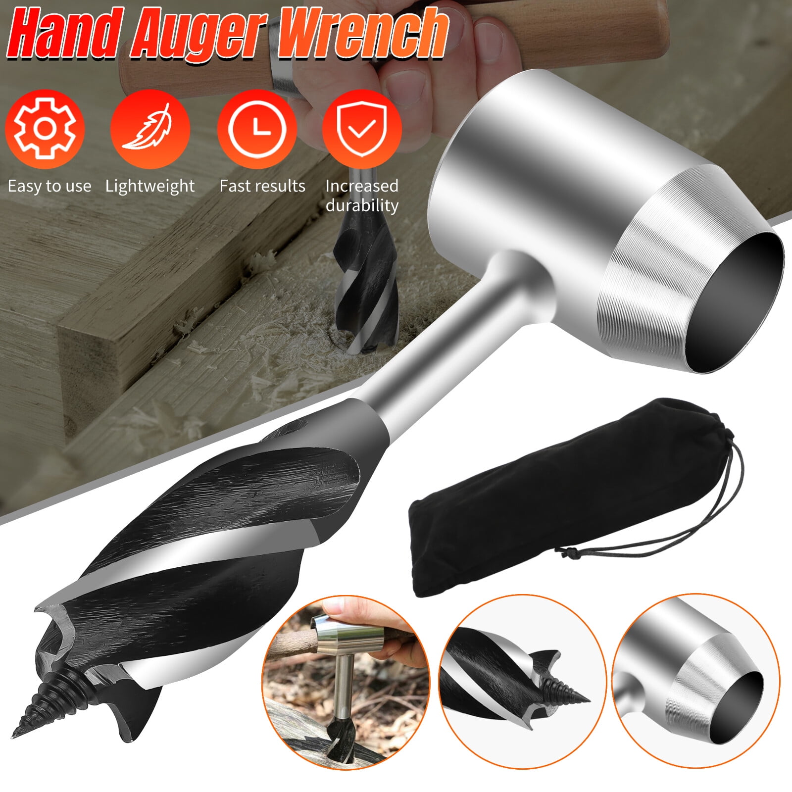 Manual Hand Auger Wrench Outdoor Survival Wood Drill Tool for Bushcraft ...