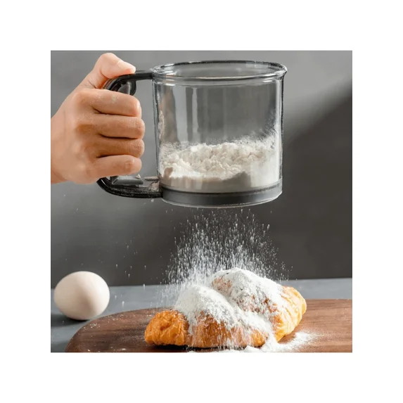 Manual Hand Press Flour Sieve for Baking, Stainless Steel Mesh Fine ...