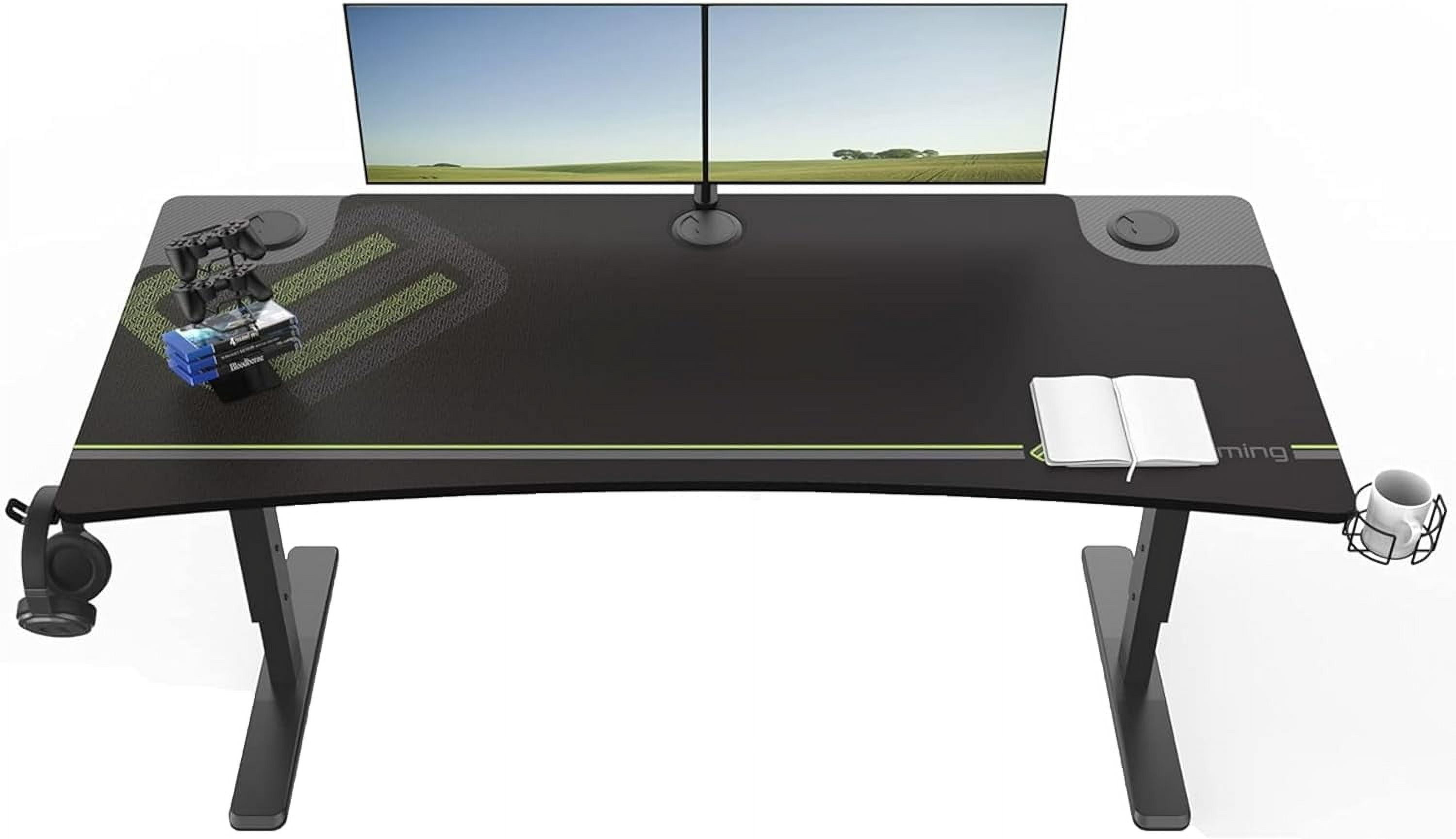 Manual Height Adjustable Computer 63 Inch Large Curved Edge Standing PC ...