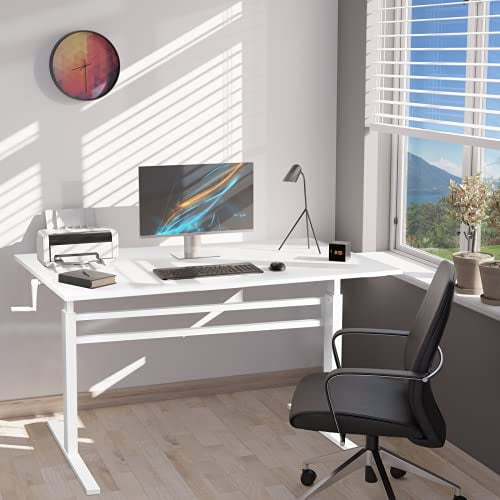 Manual Height Adjustable Standing Desk, 48 x 24 Inch Hand Crank ...