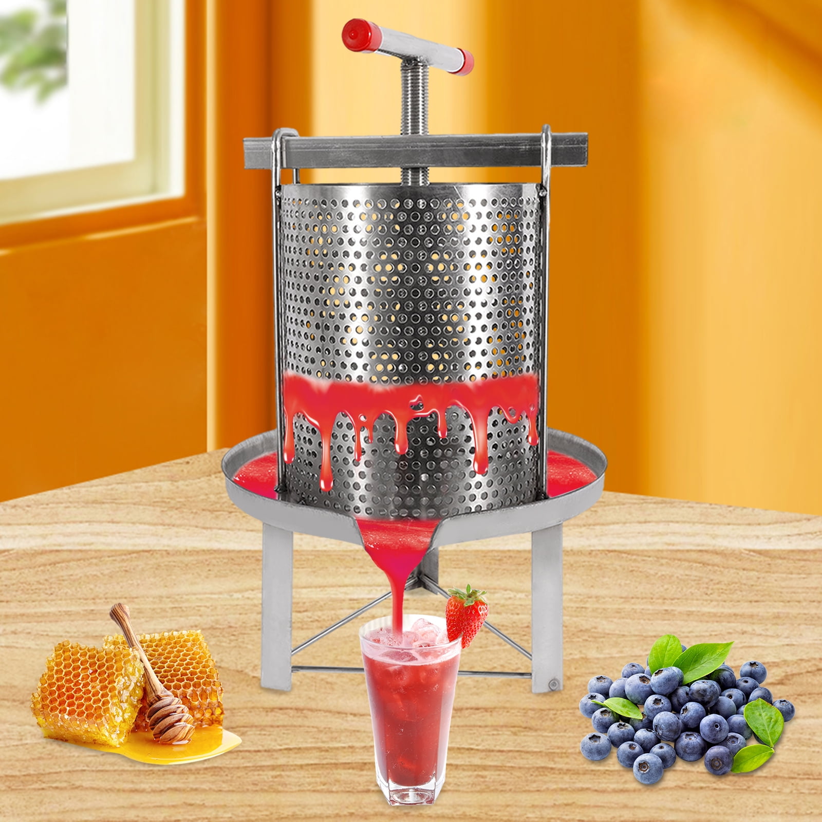 Manual Honey Extractor with 2.6 Gal Capacity, Food-Safe Stainless Steel ...