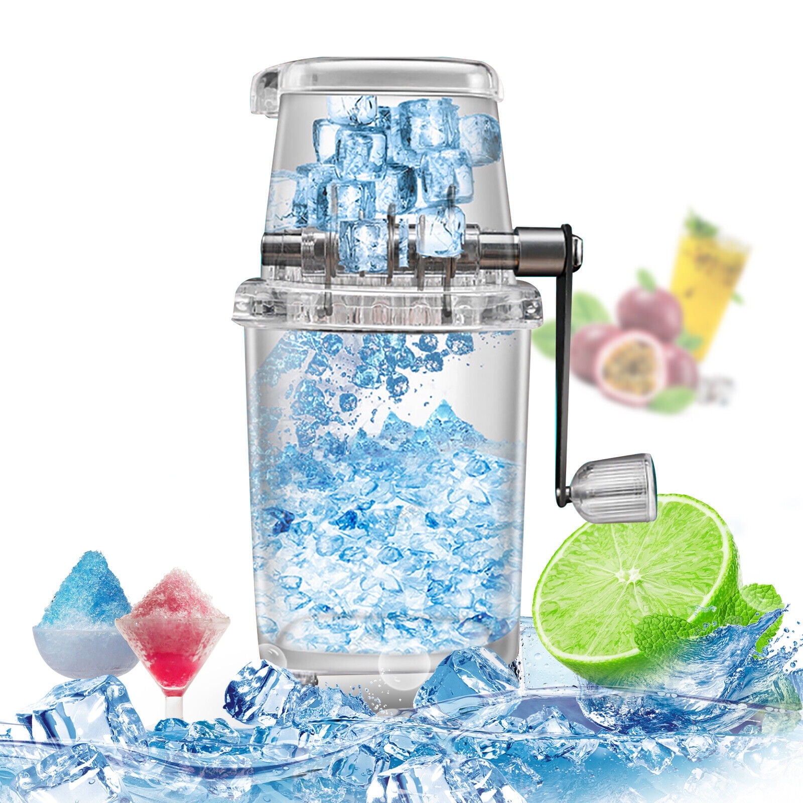 Manual Ice Crusher Shaver Portable Shaved Ice Machine Home Hand Snow ...