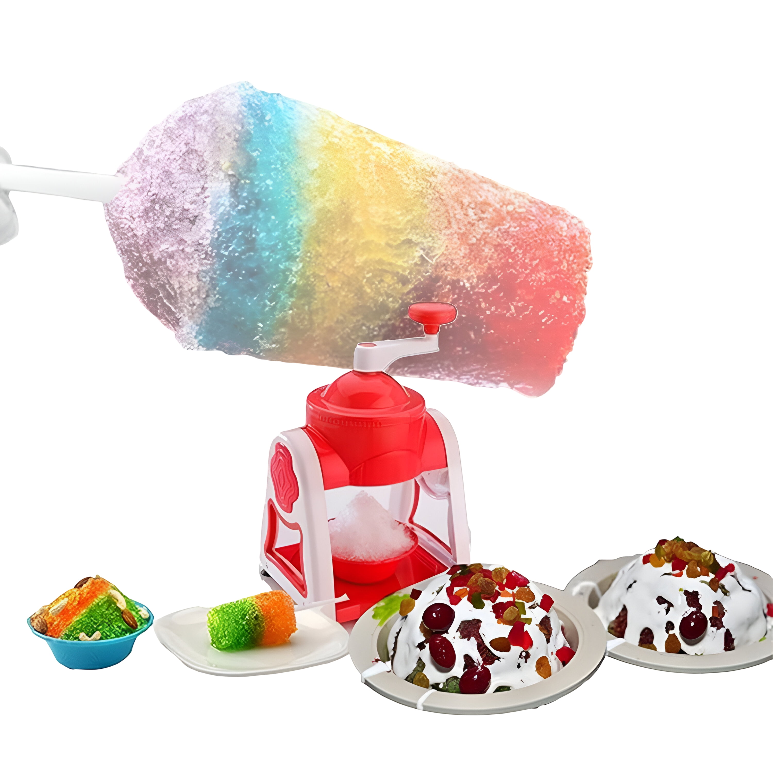 Manual Ice Gola Slush Maker Machine, Portable Ice Crusher with 3 Bowls ...