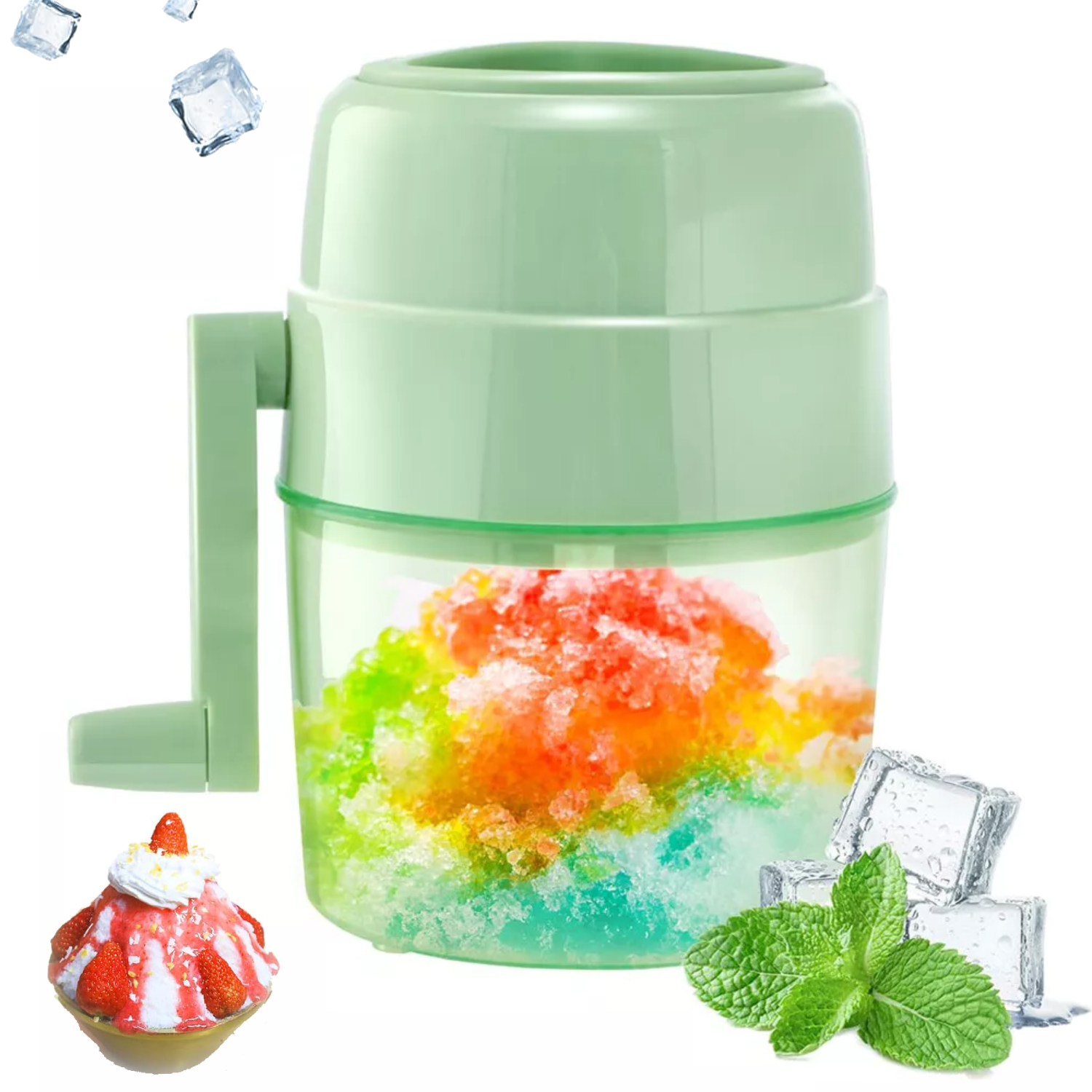 Manual Ice Shaver Machine,Snow Cone Maker,Portable Ice Crusher for Home ...