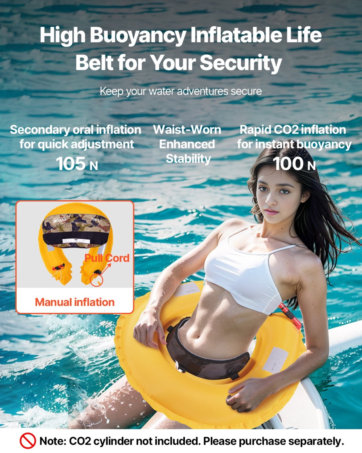 Manual Inflatable Belt Pack for Adults PFD Green CO2 Cylinder Not Included - Walmart.com