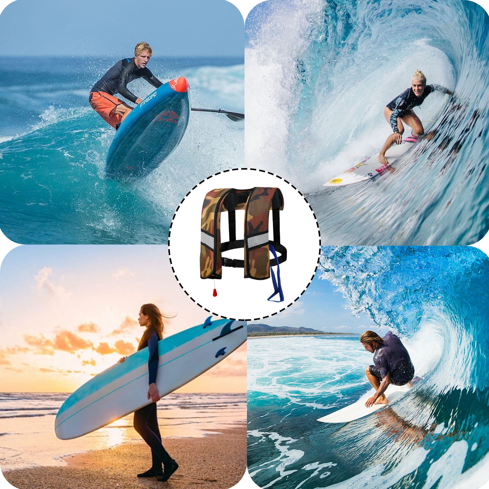 Manual Inflatable Life Jacket, Multicolor Lightweight Outdoor Adult ...