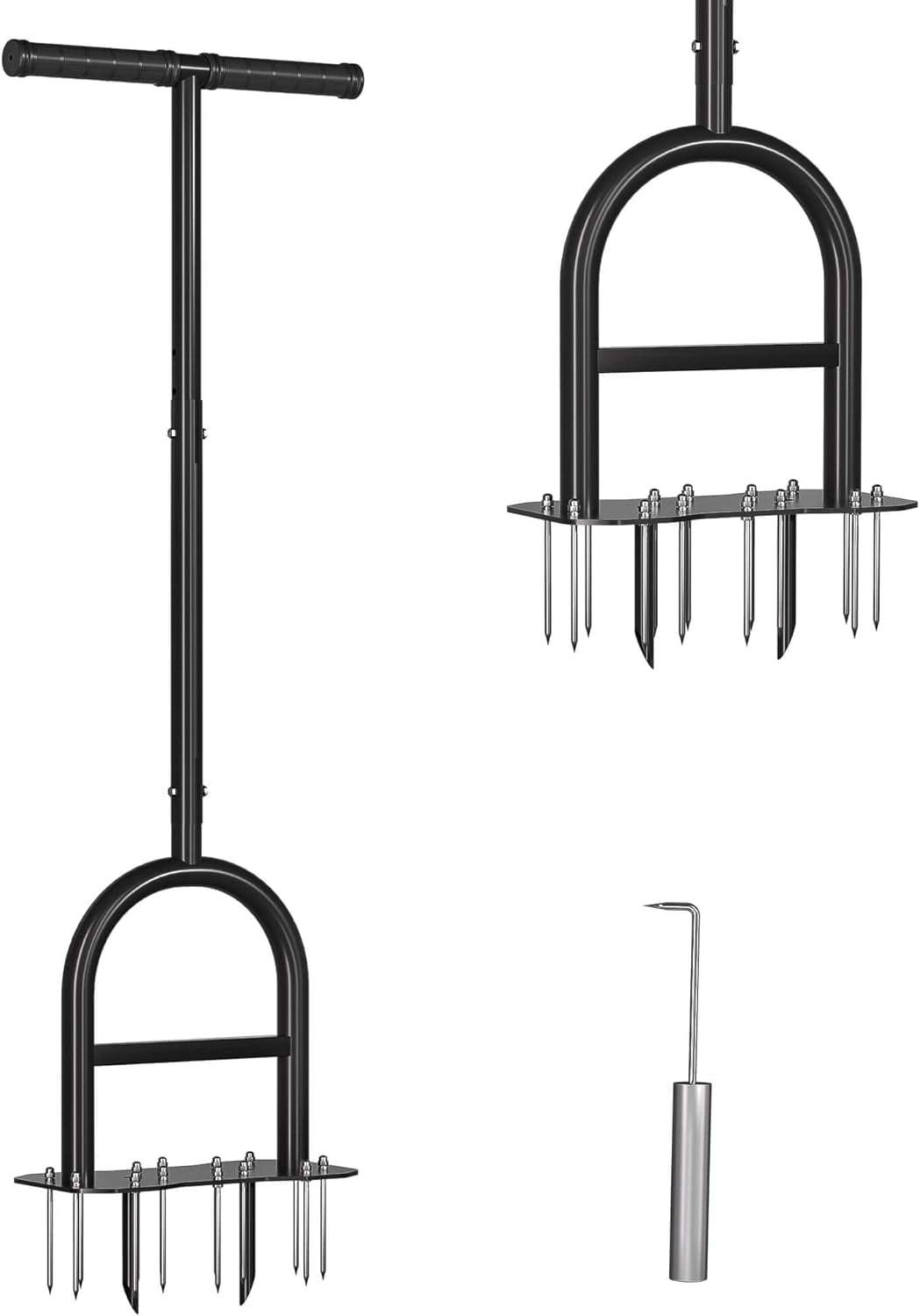Manual Lawn Aerators with 15 Spikes, 2 Steel Teeth, Pre-Installed Lawn ...