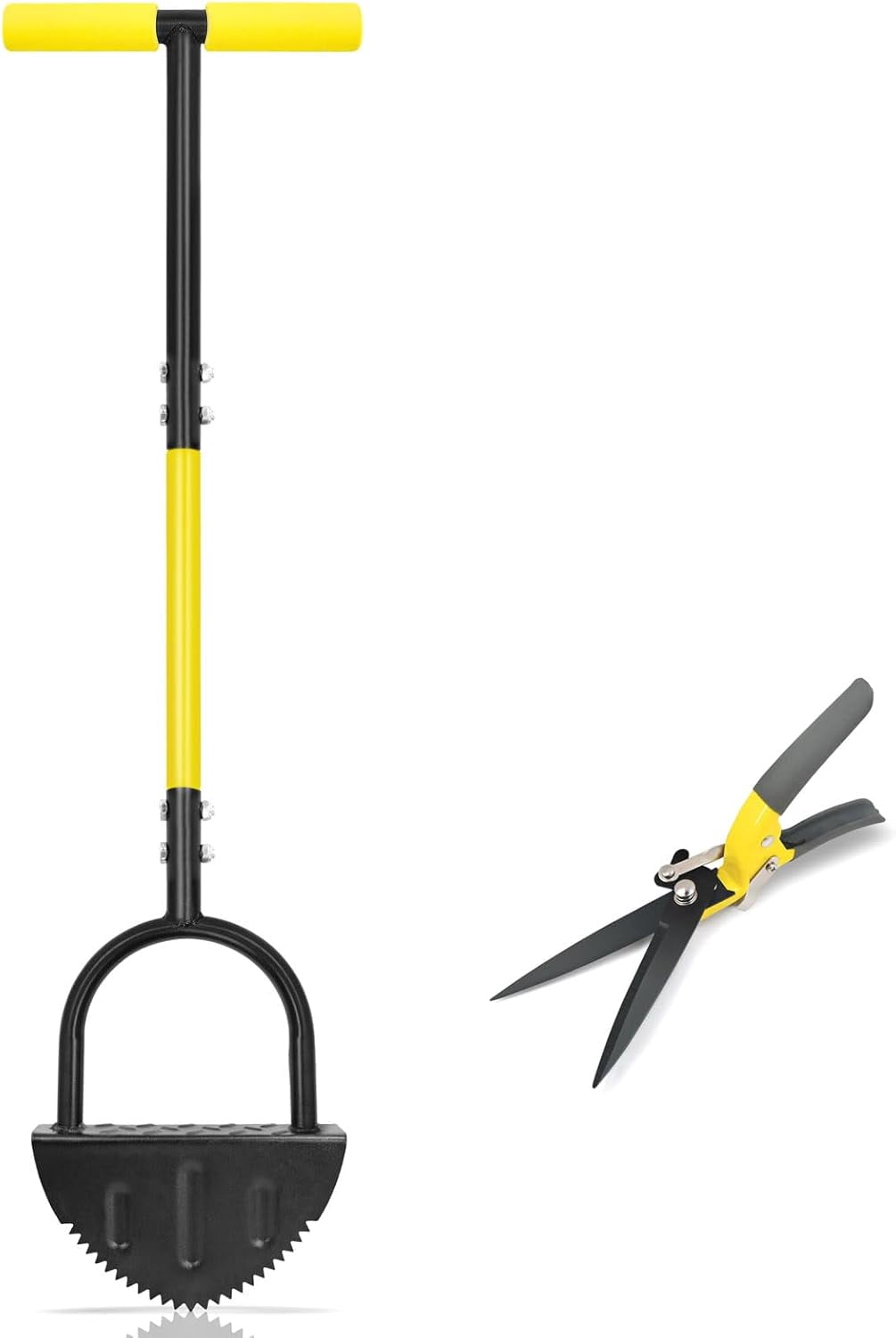 Manual Lawn Edger with Steel Long Handle, Half Moon Saw-Tooth Garden ...