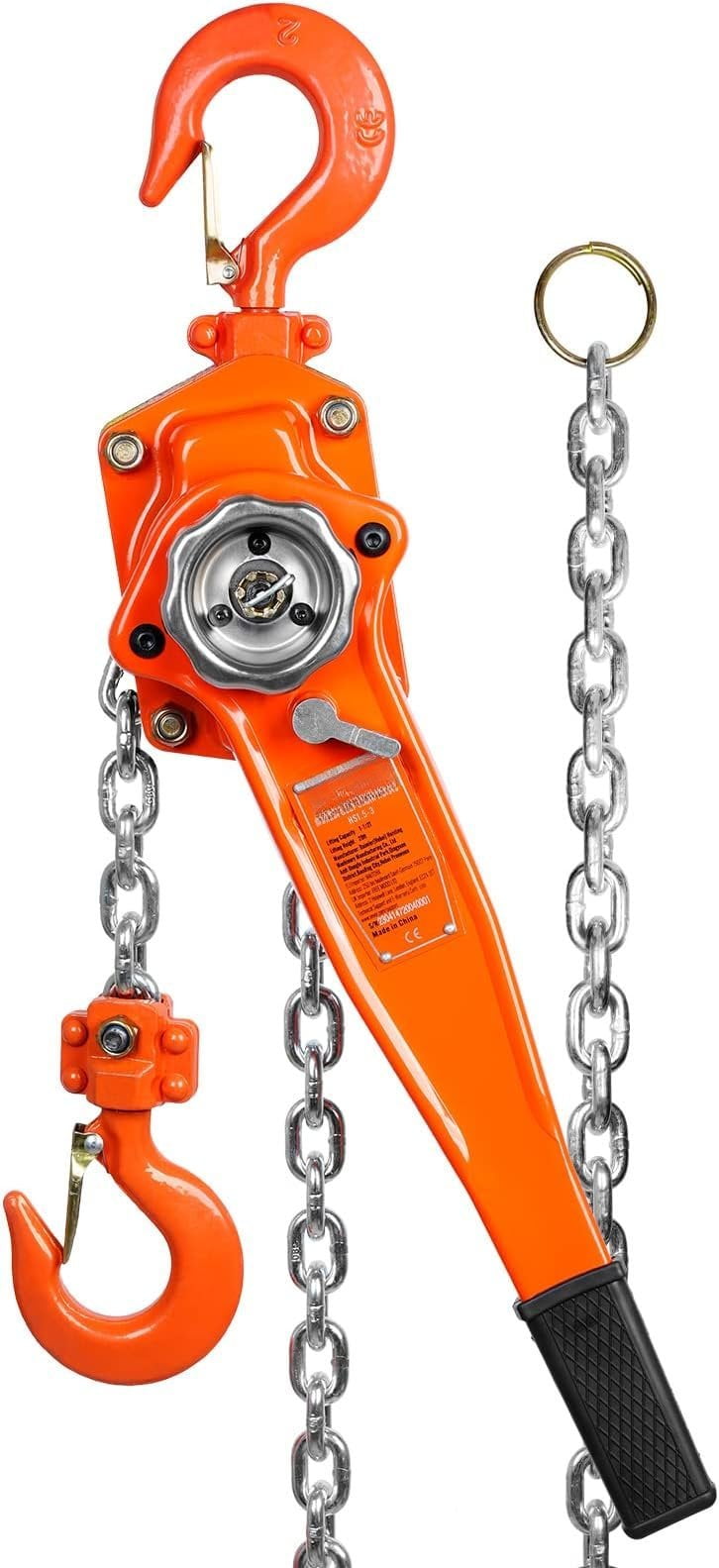 Manual Lever Chain Hoist, 1-1/2 Ton 3300 lbs Capacity 20 FT Come Along ...