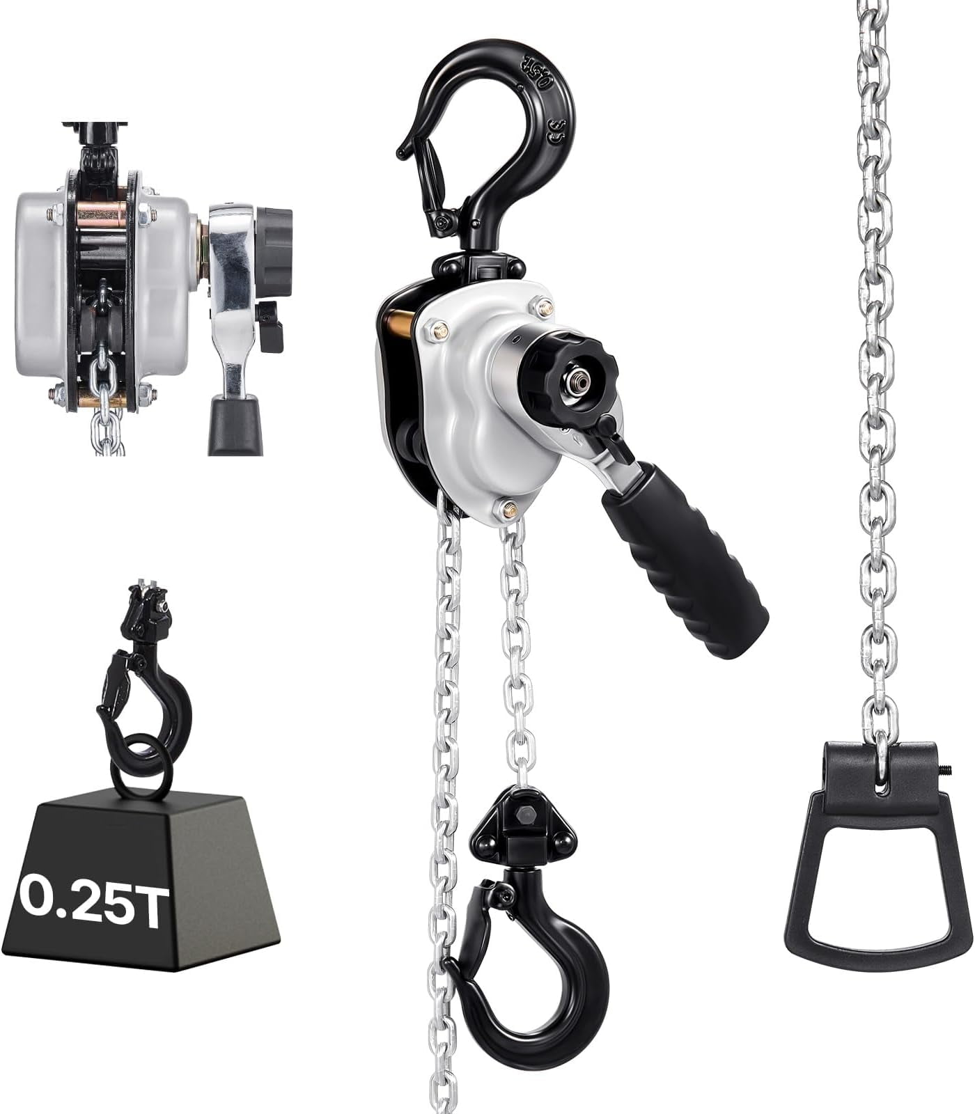 Manual Lever Chain Hoist, 1/4T 550LBS Capacity Heavy Duty Come Along ...