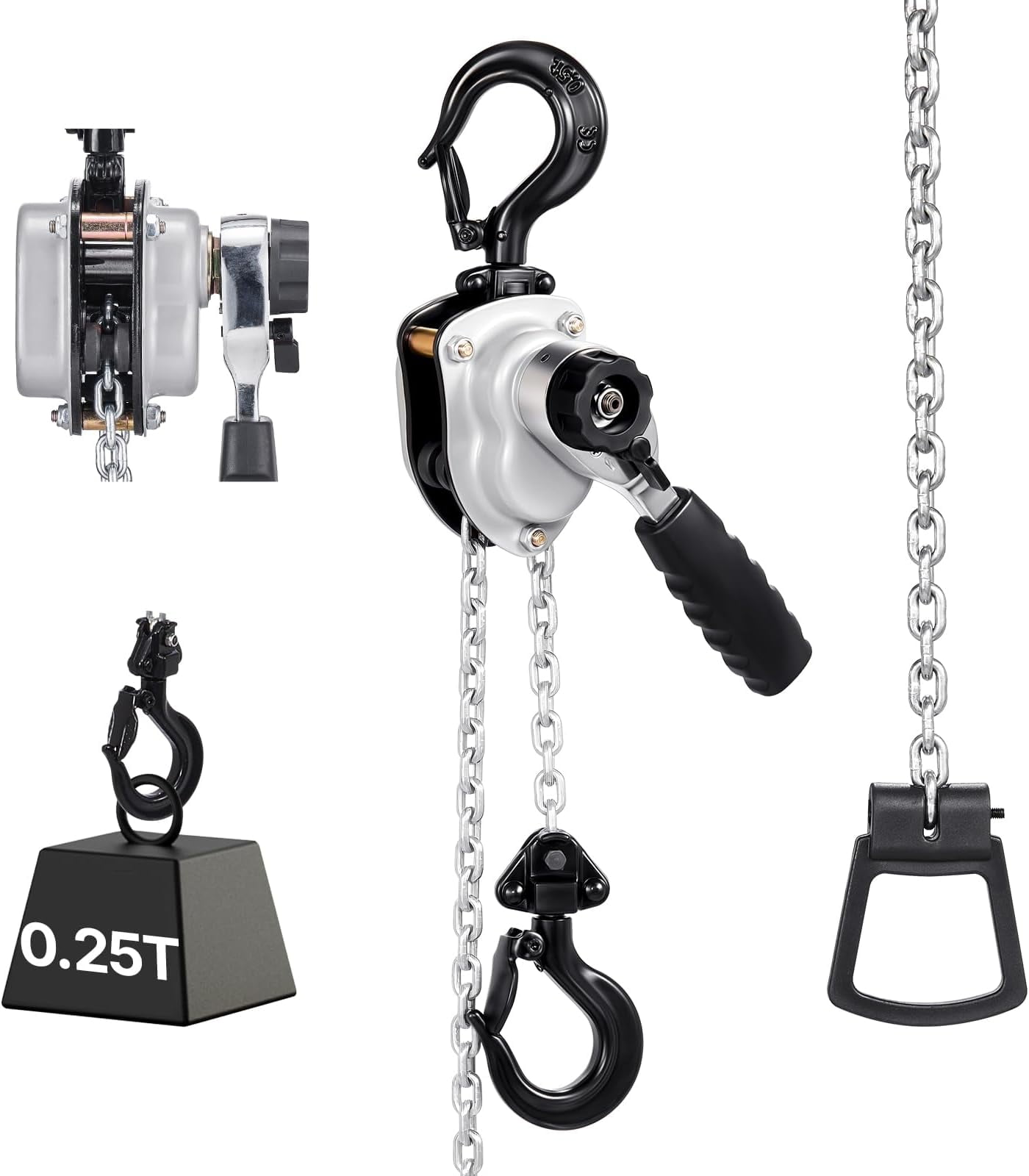 Manual Lever Chain Hoist, 1/4T 550LBS Capacity Heavy Duty Come Along ...