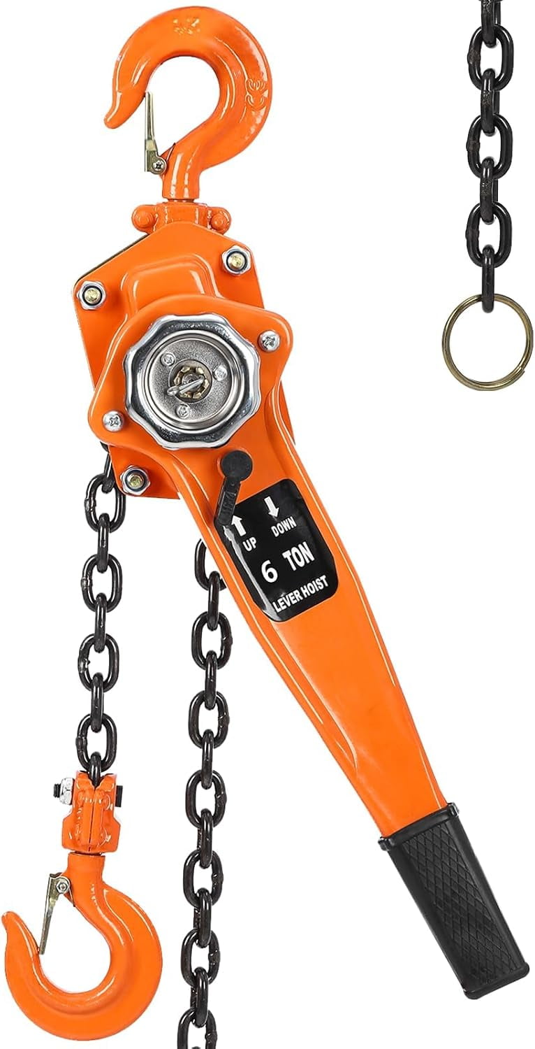 Manual Lever Chain Hoist, 3T 6000LBS Capacity 20 Feet with 2 Heavy Duty 360 Rotation Hooks ...