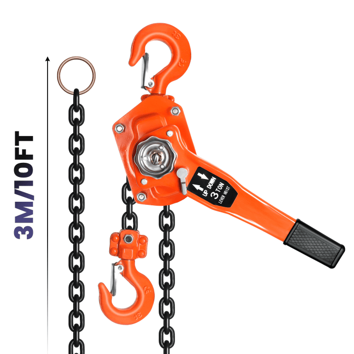 Manual Lever Hoist, 10 ft Lift Height, 320N Max Pulling Force, G80 ...