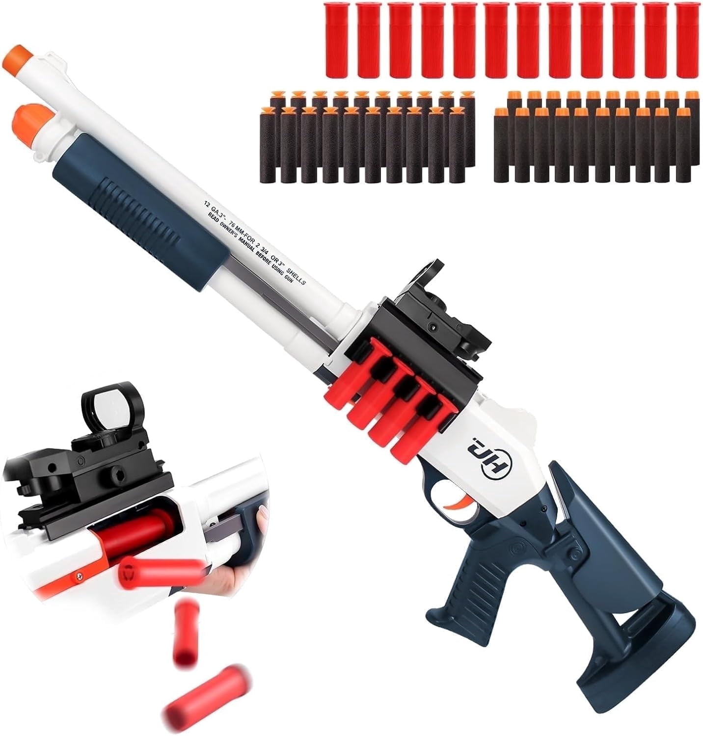 30in Foam Dart Blaster[with 50 Soft Darts] – Shell Ejecting Soft Dart ...