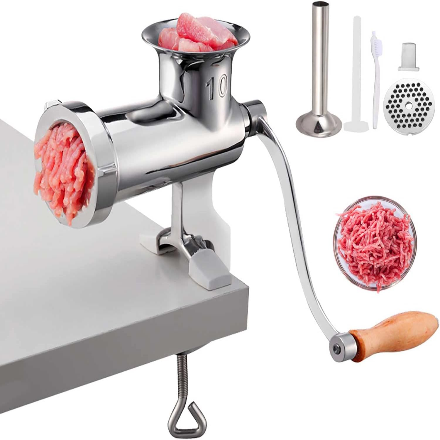 Manual Meat Grinder All Parts Stainless Steel Hand Operated Meat ...
