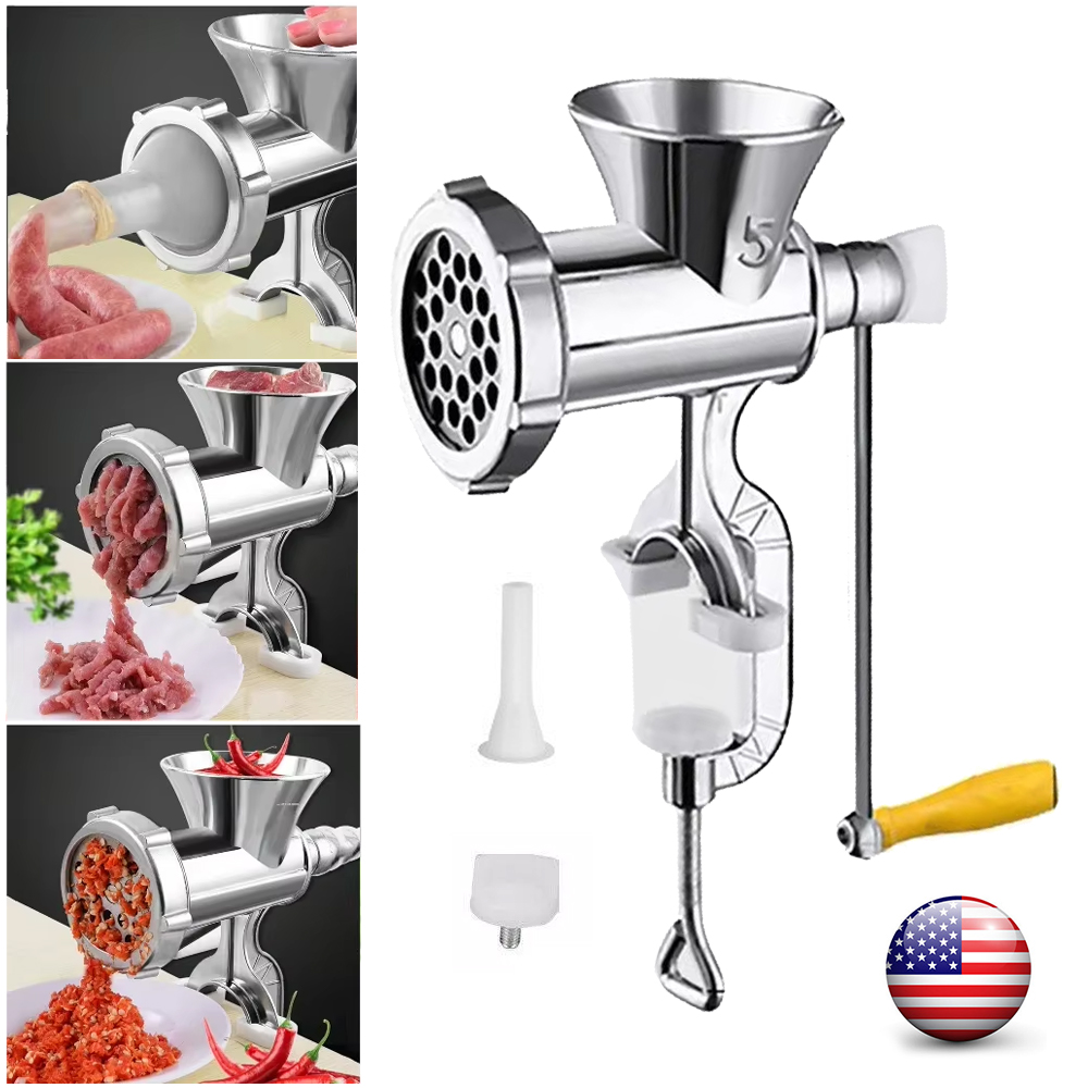 Manual Meat Grinder Table-Clamp Mincer Aluminum Alloy 8.6" Wide Sausage ...