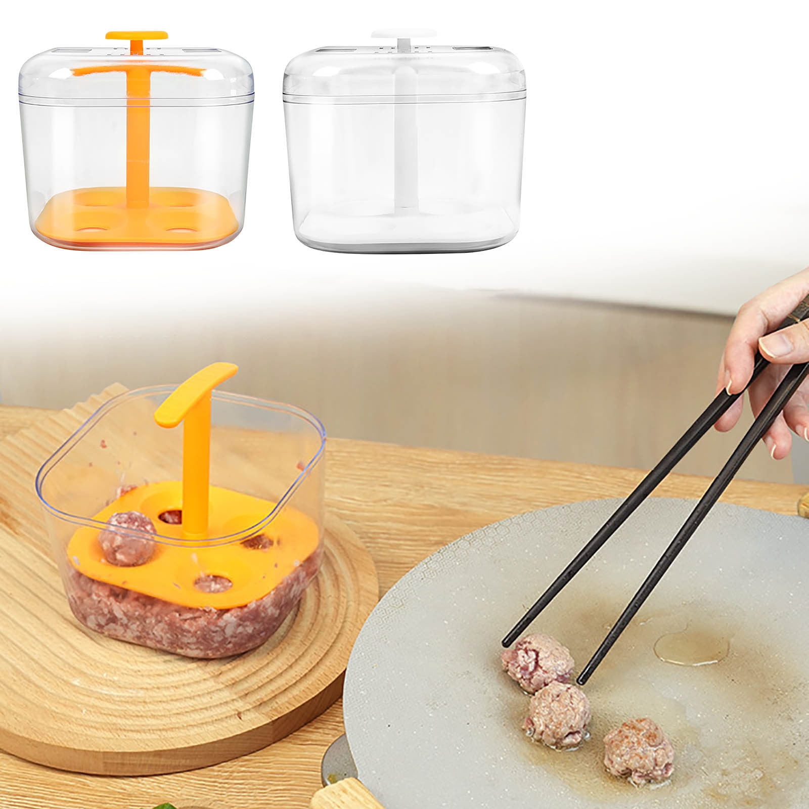 Manual Meatball Maker Press Kitchen Tool - 4 Ball Capacity Clear PET ...