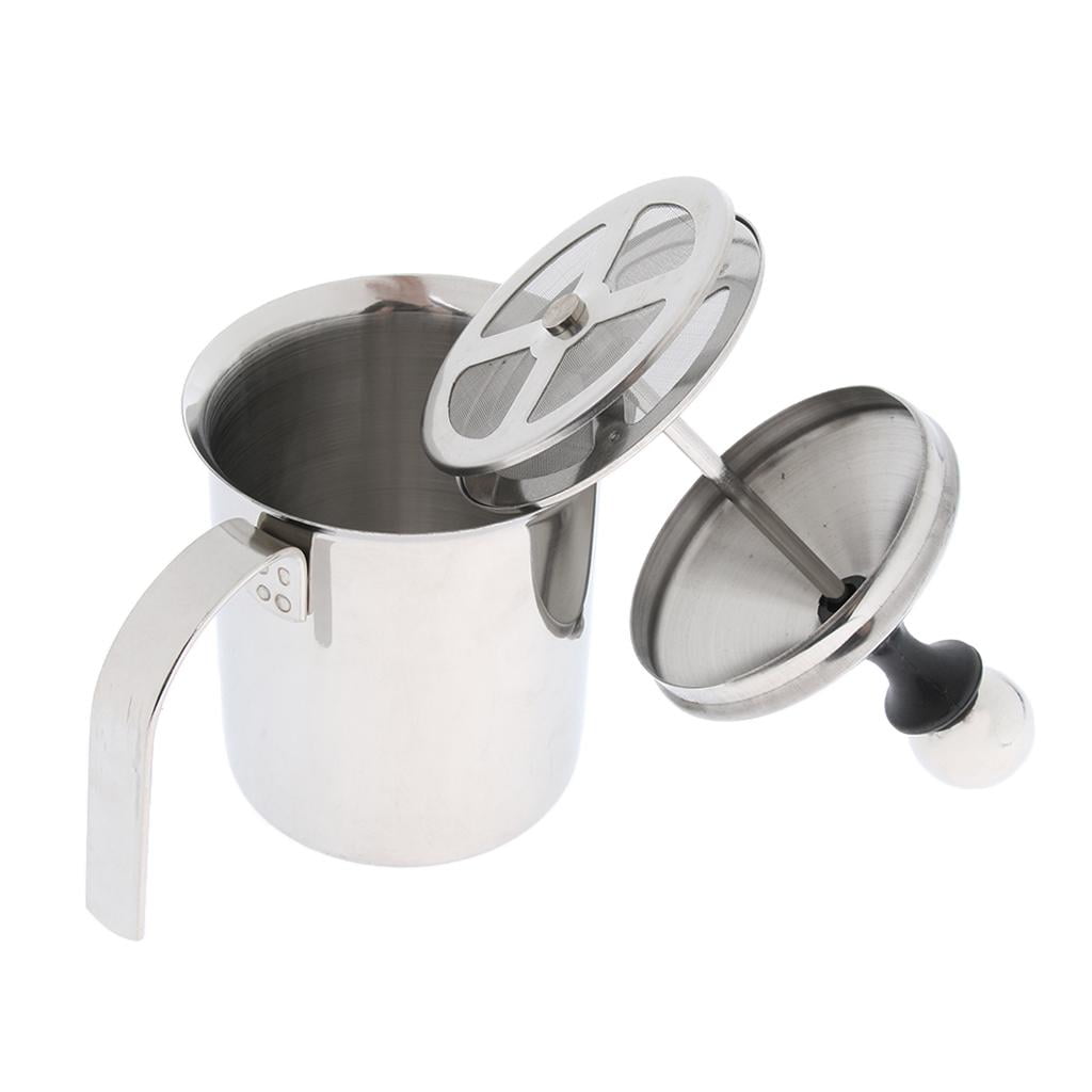 Manual Milk Frother Stainless steel material hand Double Mesh 400ml ...
