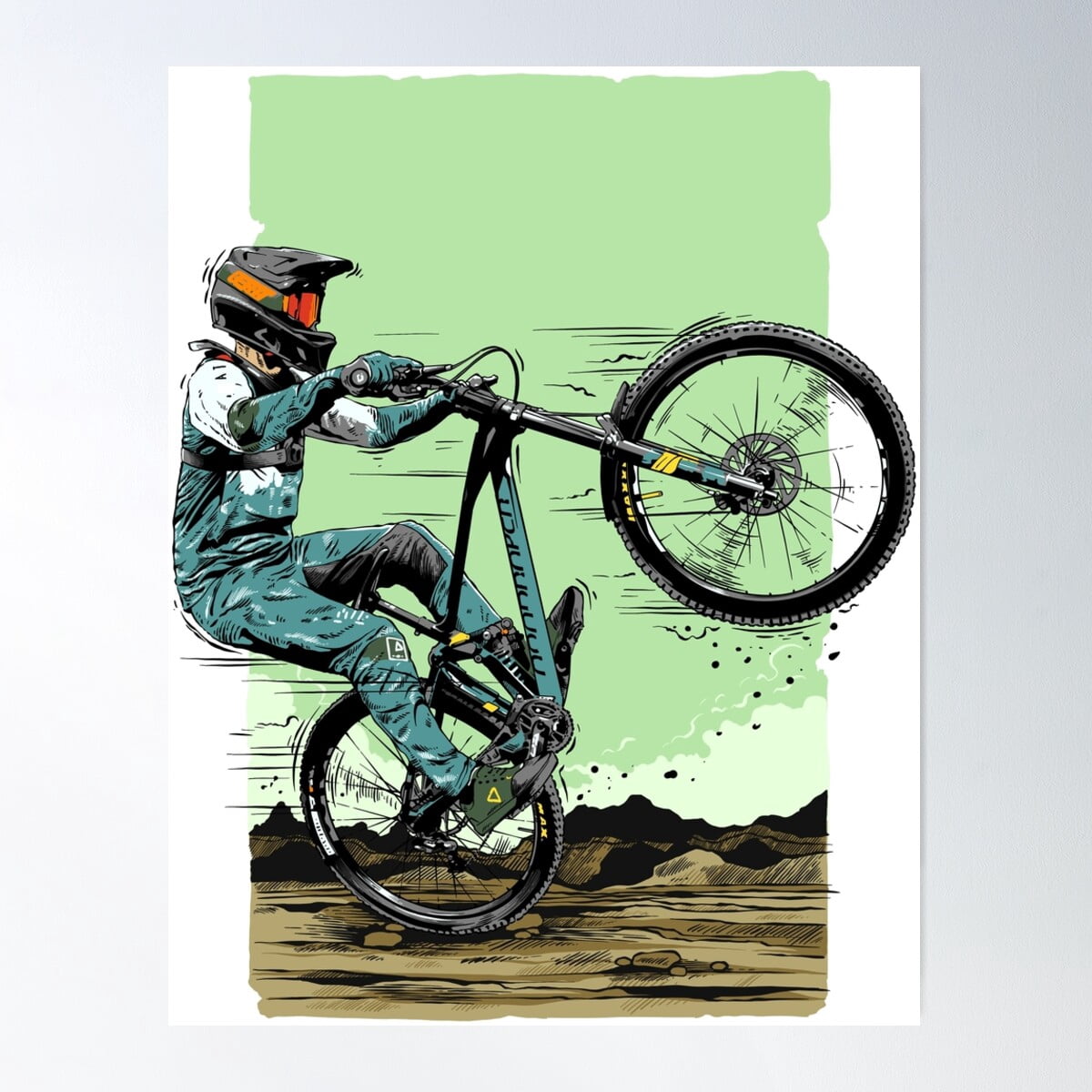 Manual On A Downhill Bike Poster Wall Art, Modern Wall Decor For Living ...