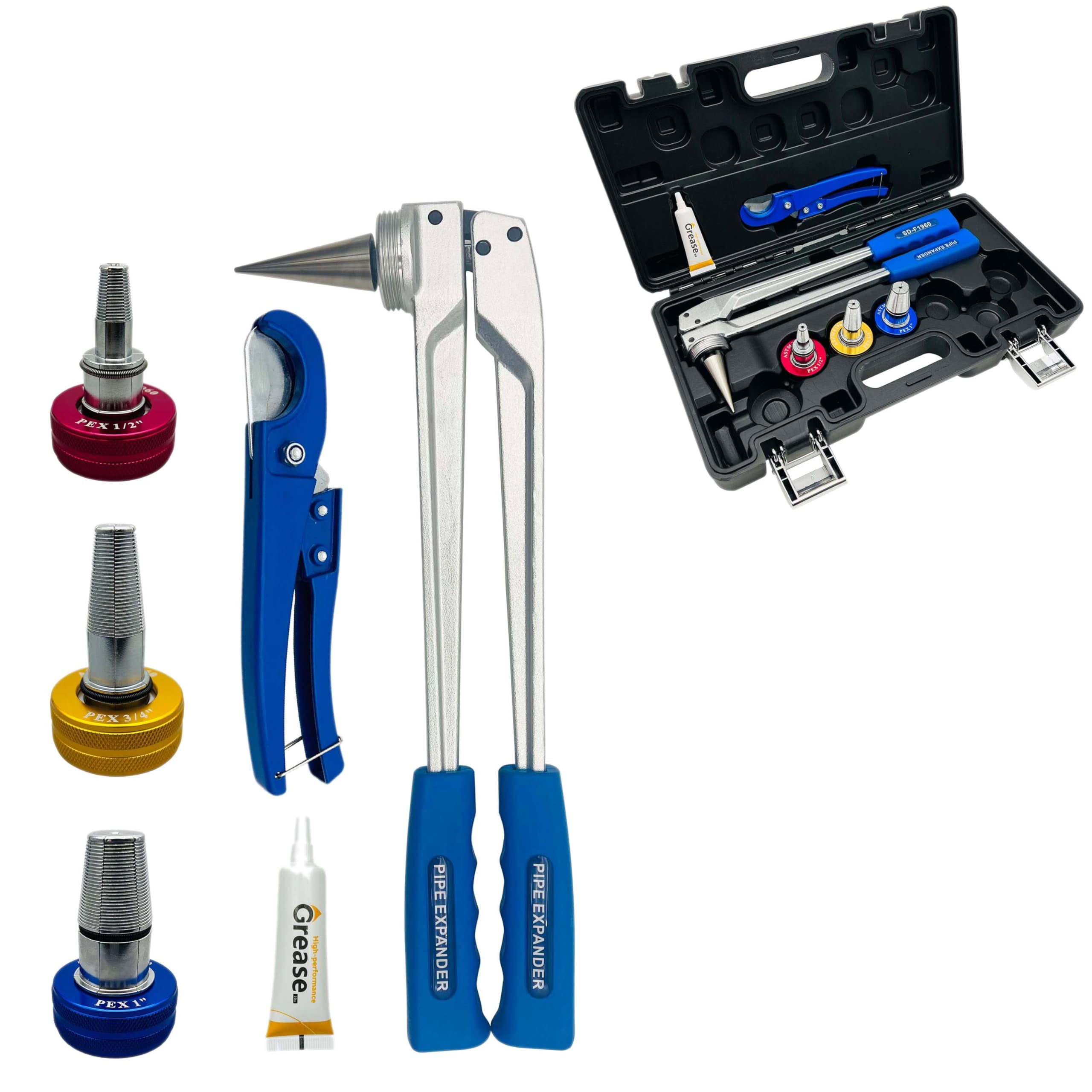 Manual PEX Pipe Expander Tools Kits with 1/2",3/4",1" Expansion Heads ...