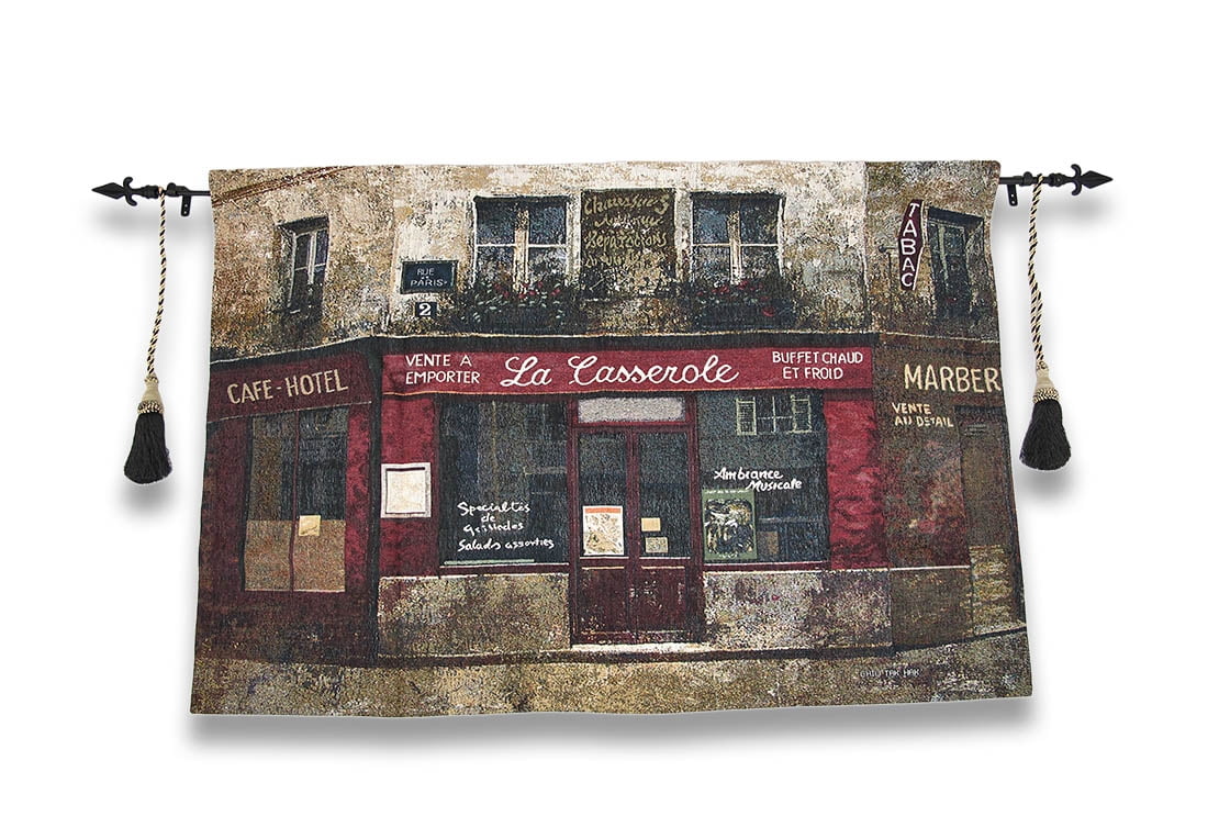 Manual Paris Cafe Tapestry Wall Hanging with Rod 52 In. X 35.5 In ...