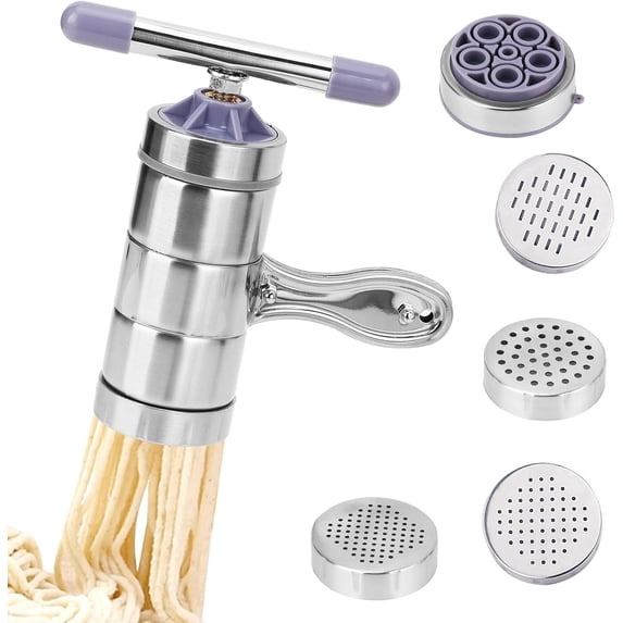 Manual Pasta Maker Machine, Stainless Steel Noodle with 5 Dies, Hand ...