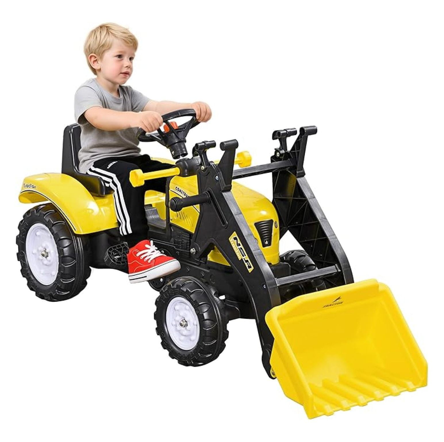 Manual Pedal Ride-On Excavator with Front Loader Digger, Ride-On ...