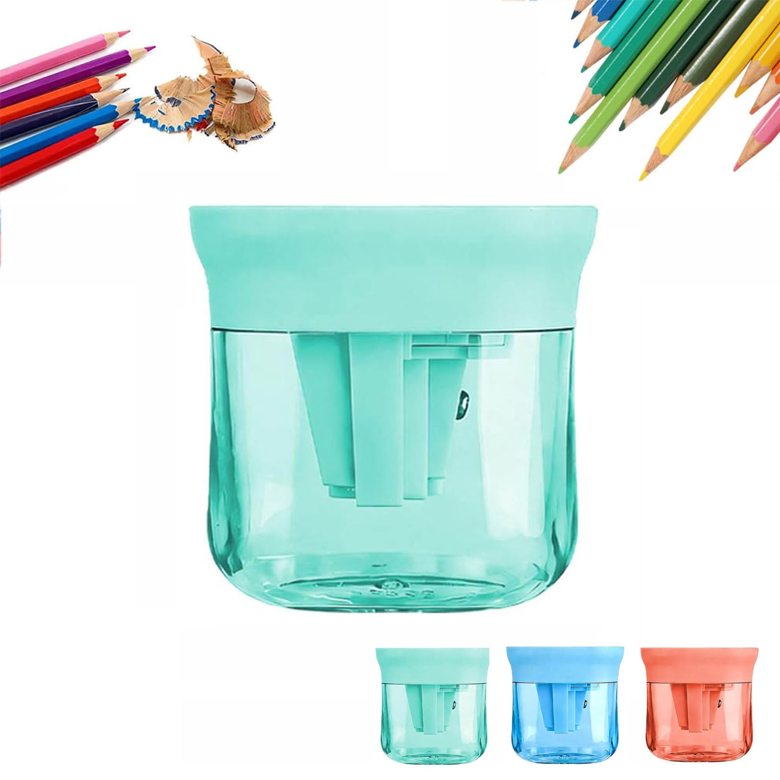 Manual Pencil Sharpener with Lid, Compact 3-Hole Portable Handheld ...