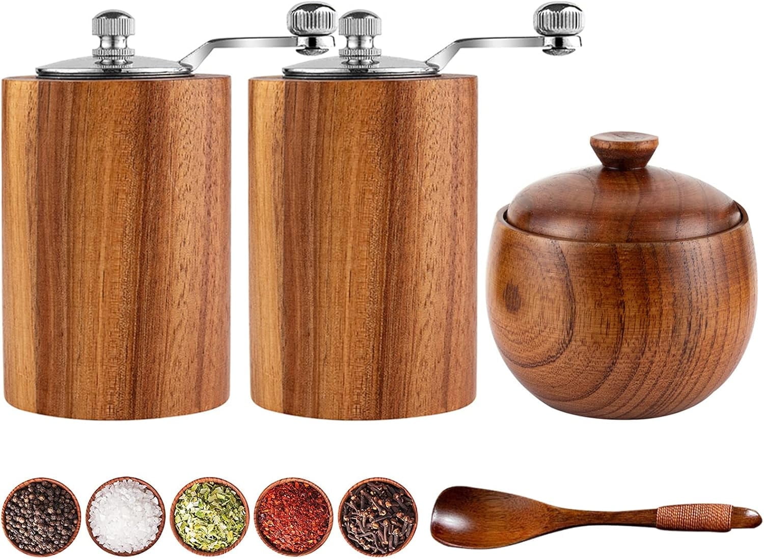 Manual Pepper Grinder, Refillable Salt and Pepper Mill with Adjustable ...