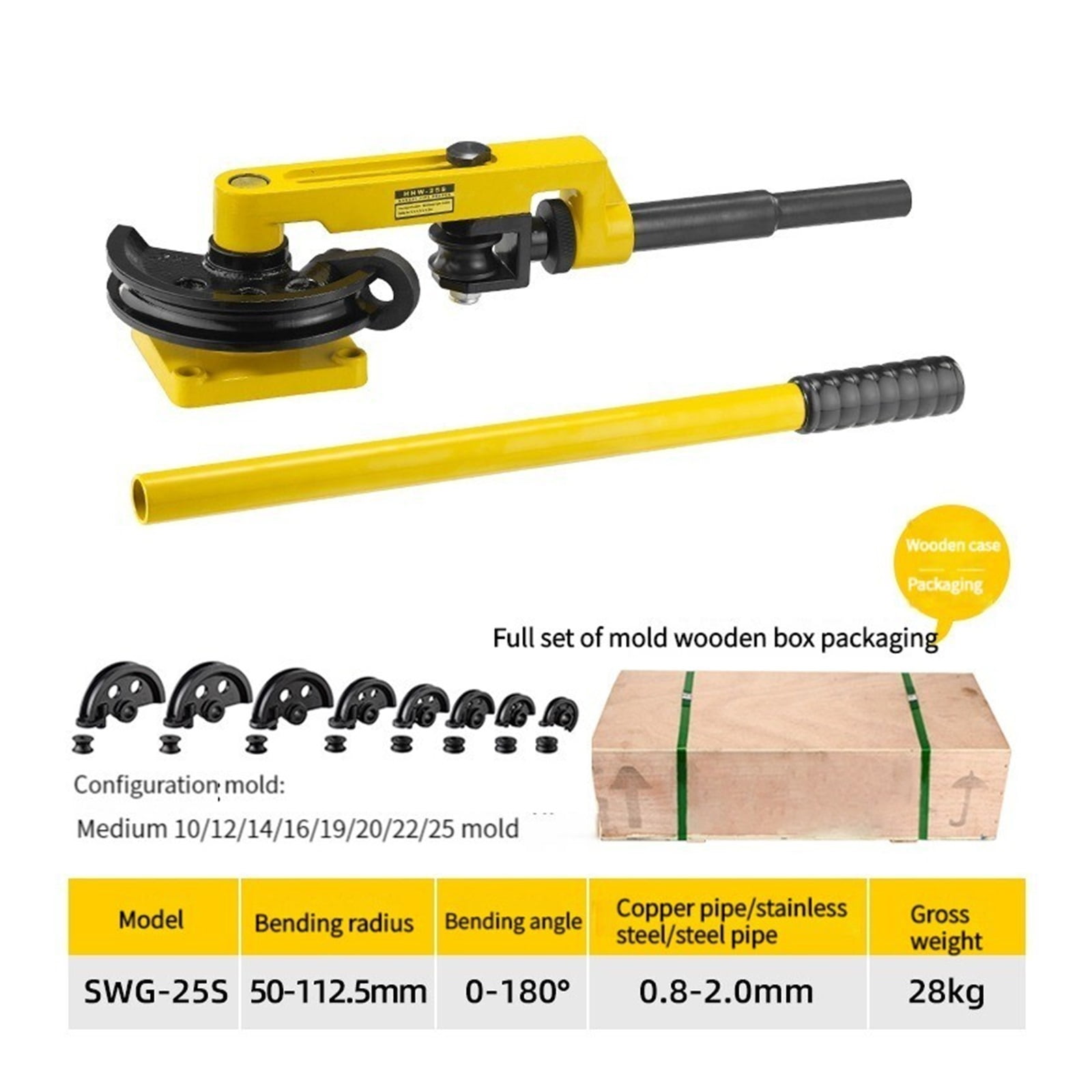 Manual Pipe Tube Bender Set 10-25mm Multifunction Steel Copper Tube ...