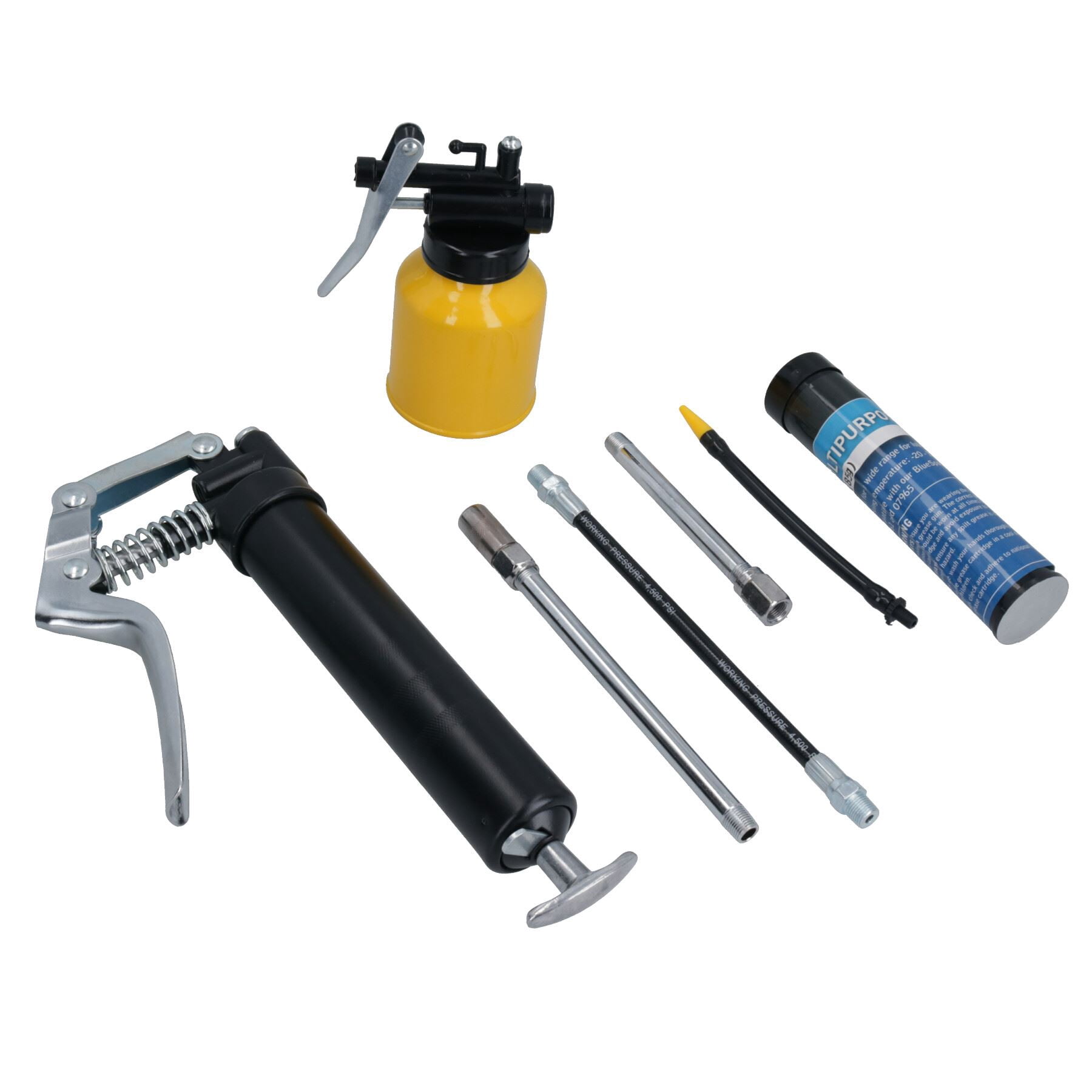 Manual Pistol Grip Grease Gun 120cc Cartridge with Grease + Oil Can 2pc ...