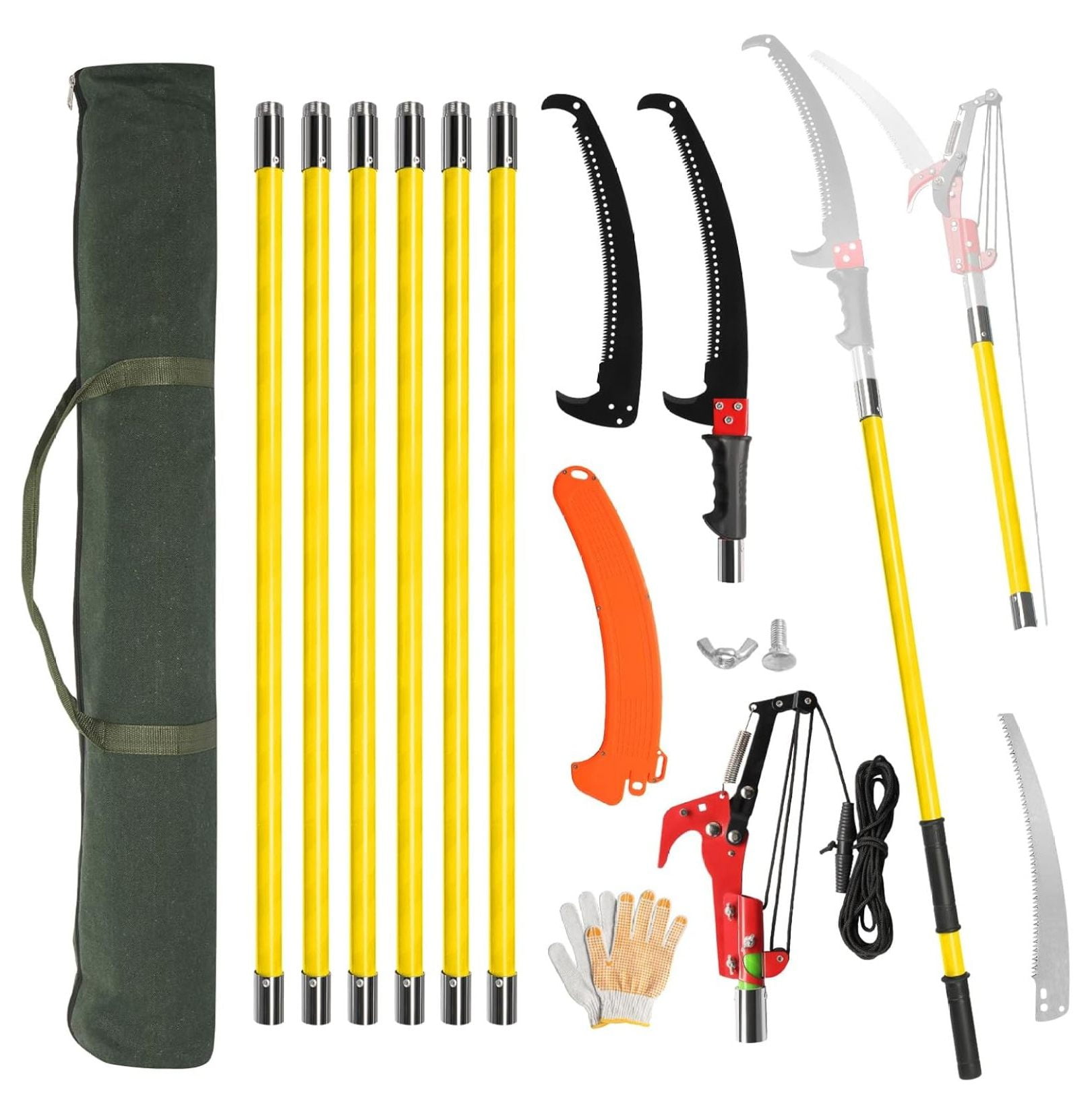 Manual Pole Saw, 26 Feet Extendable Tree Pruner with Knives and Storage ...