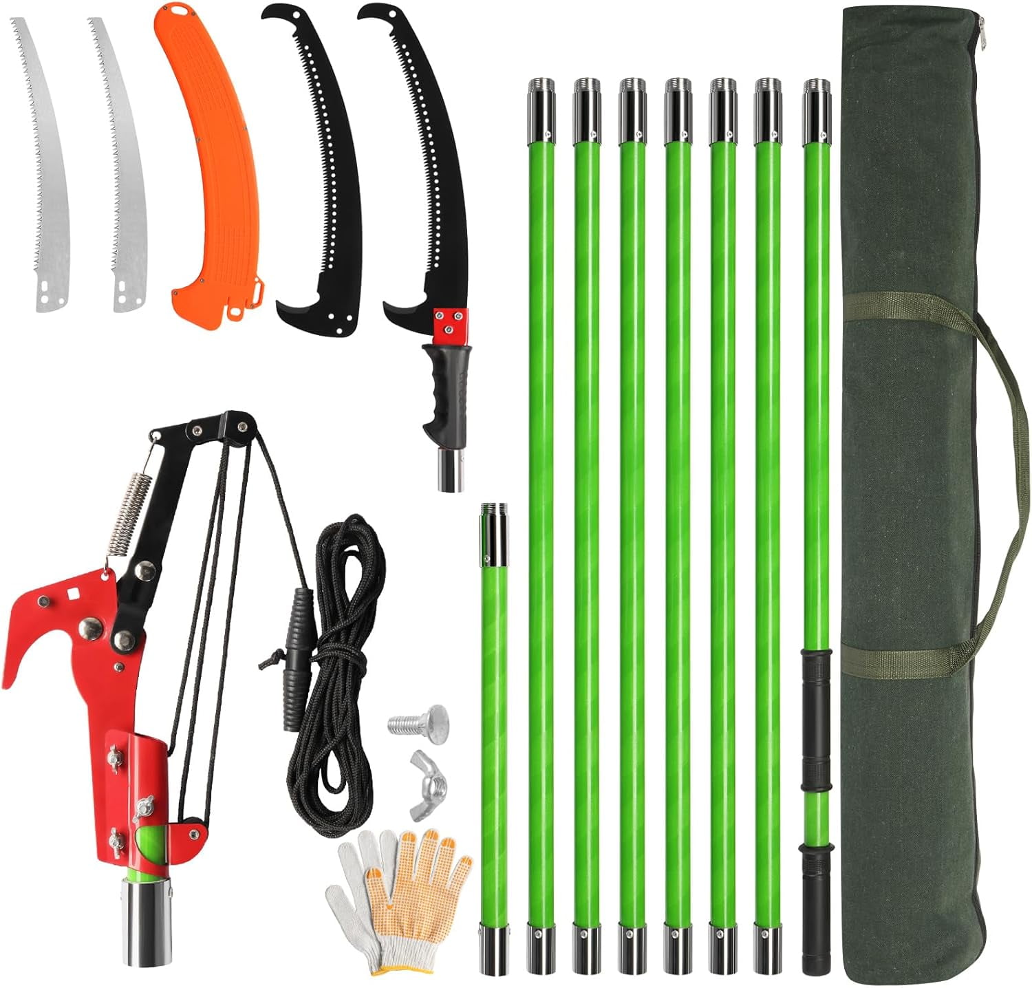 Manual Pole Saw, 26 ft Tree Pruner, Lightweight Tree Trimmers Long ...